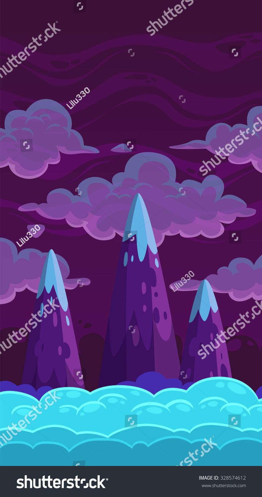 Vertical Cartoon Night Background Vector Illustration Stock Vector ...