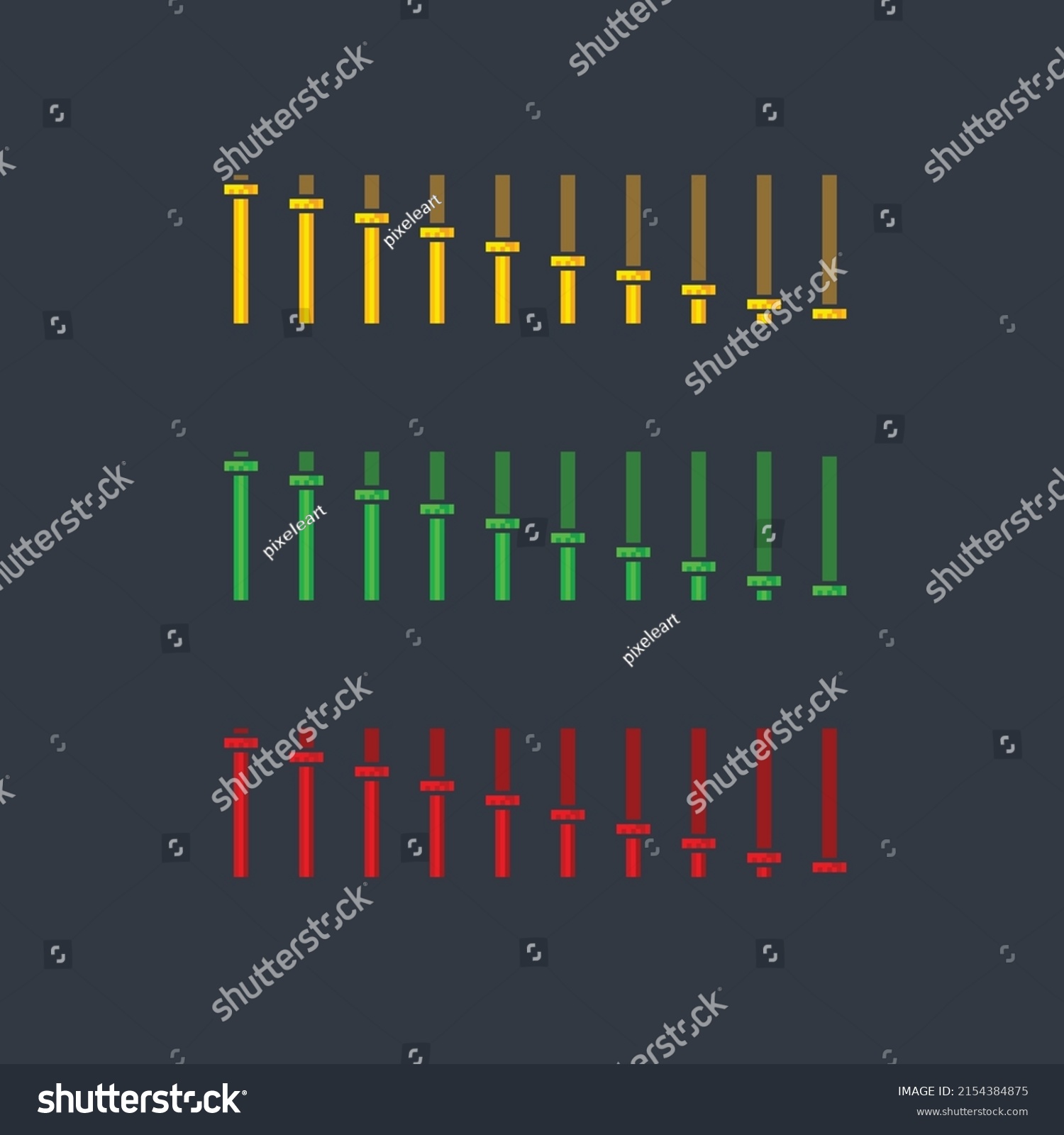 Vertical Indicator Set Pixel Art Style Stock Vector (Royalty Free ...
