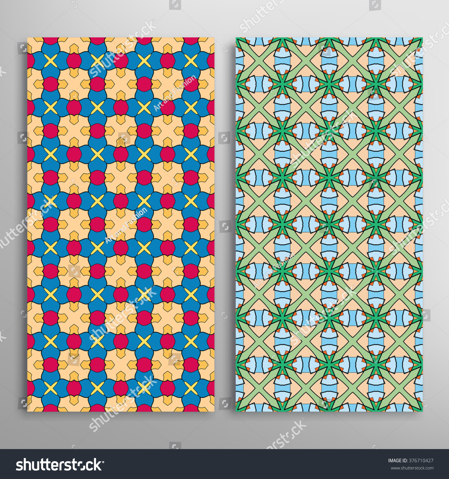 Vertical Seamless Geometric Patterns Collection Repeating Stock Vector ...
