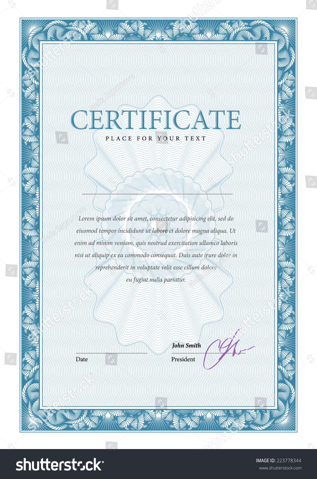 Vertical Template Certificate Diplomas Currency Vector: Stock ...
