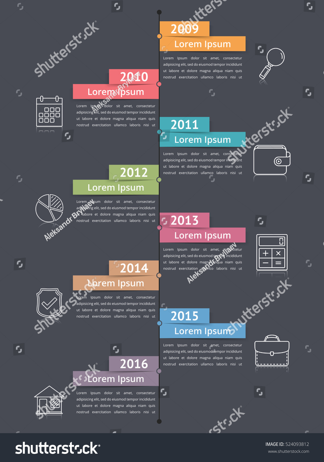 Vertical Timeline Infographics Template Workflow Process: vetor stock ...