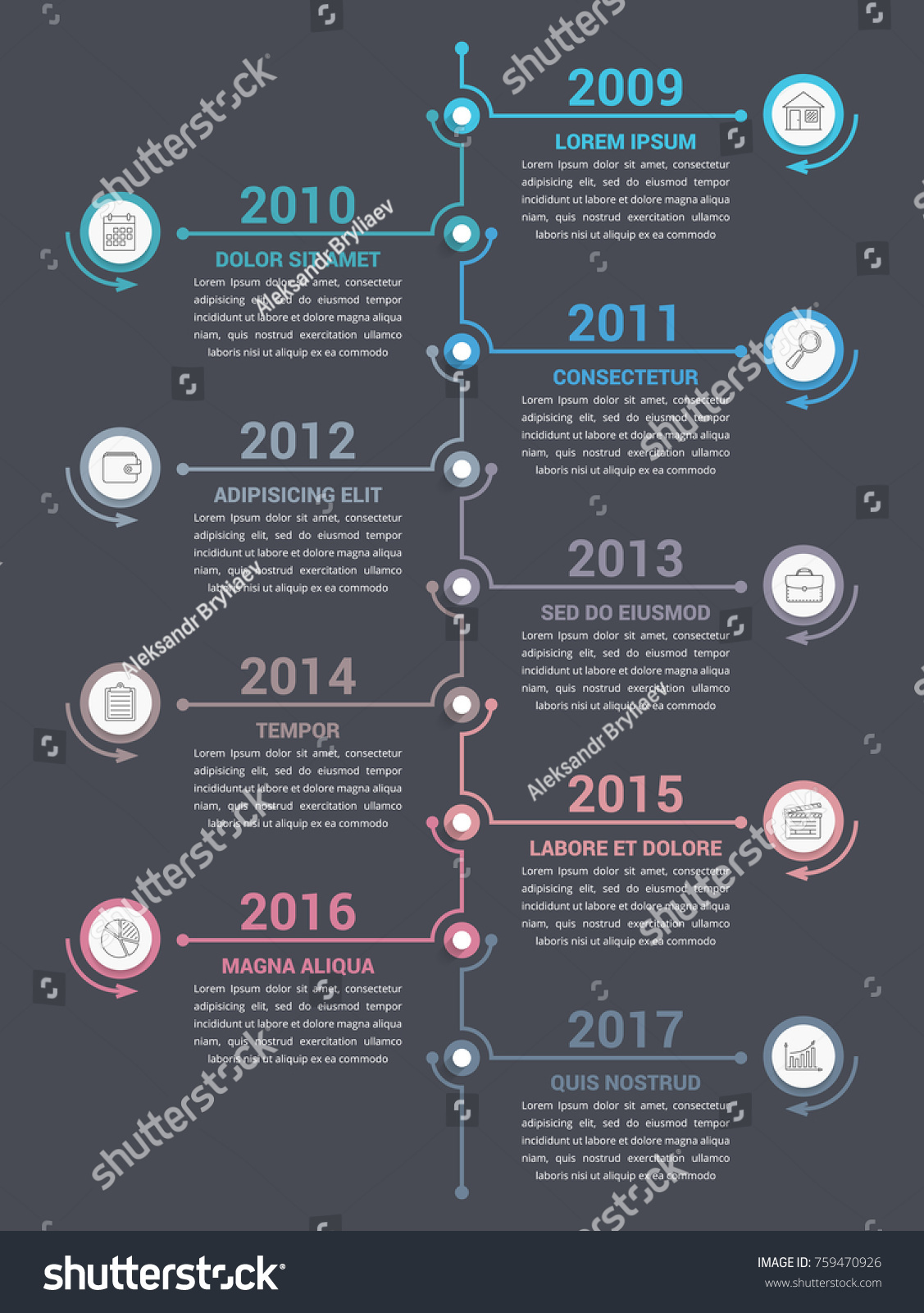 Vertical Timeline Infographics Template Workflow Process Stock Vector ...