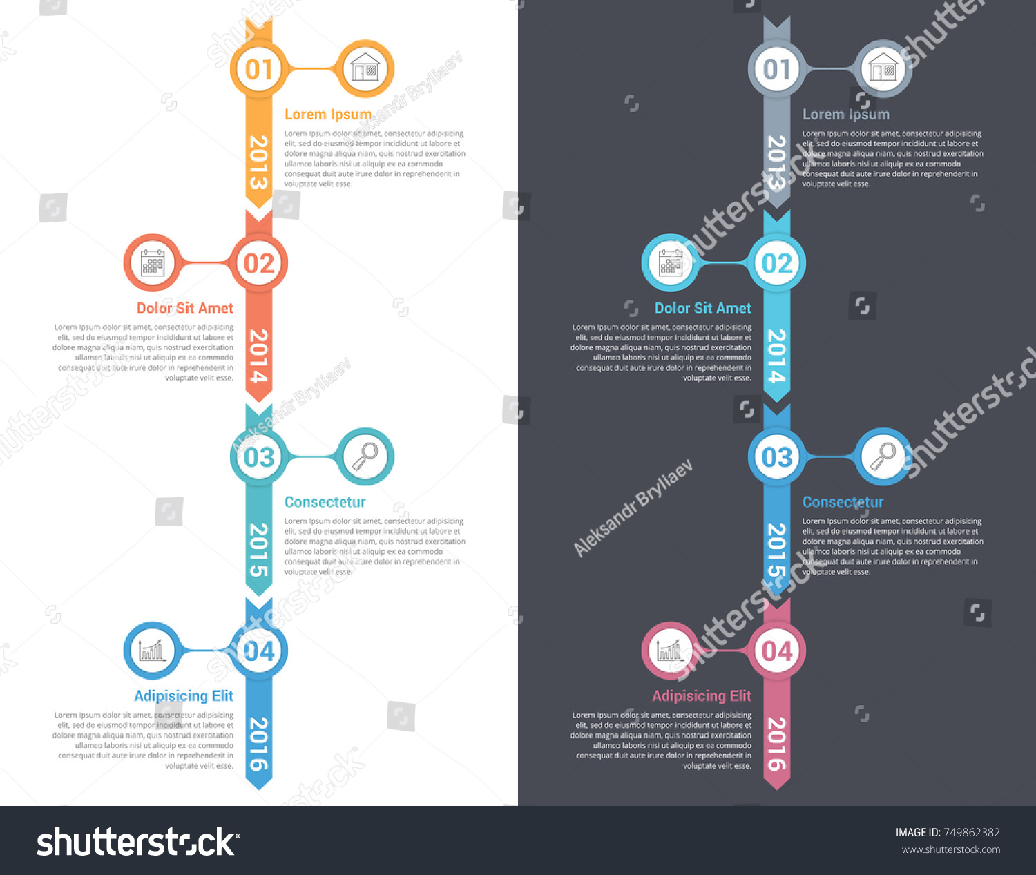 Vertical Timeline Infographics Template Workflow Process Stock Vector ...