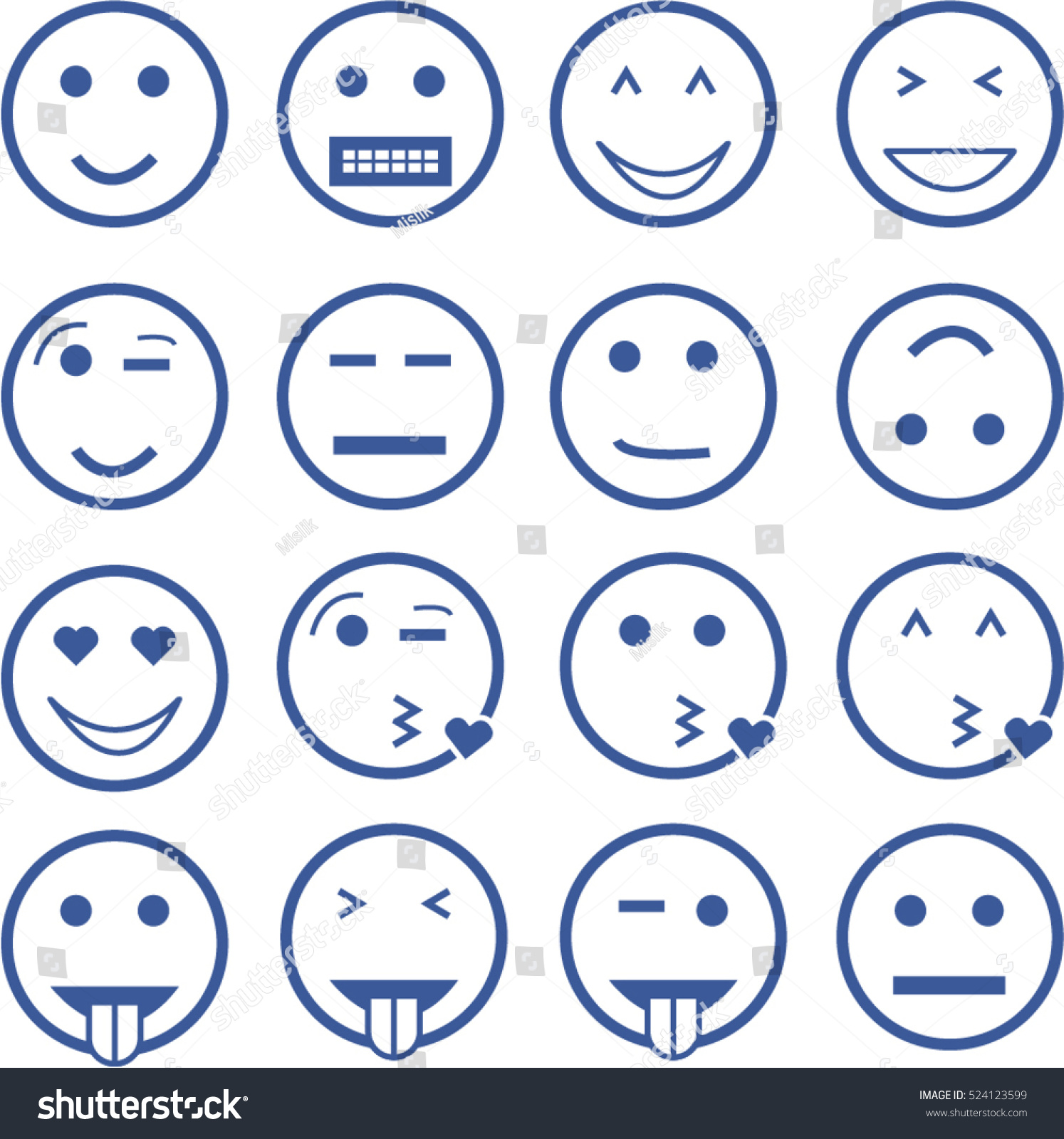 Very Simple Emoticons Stock Vector Illustration 524123599 : Shutterstock