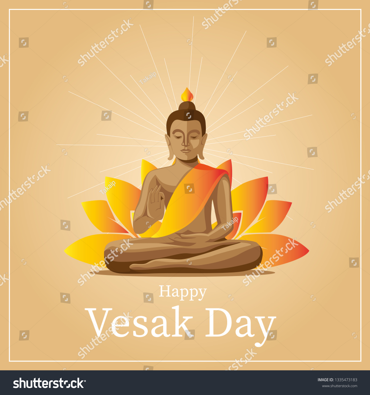 Vesak Greetings Card: vector de stock (libre de regalías) 1335473183