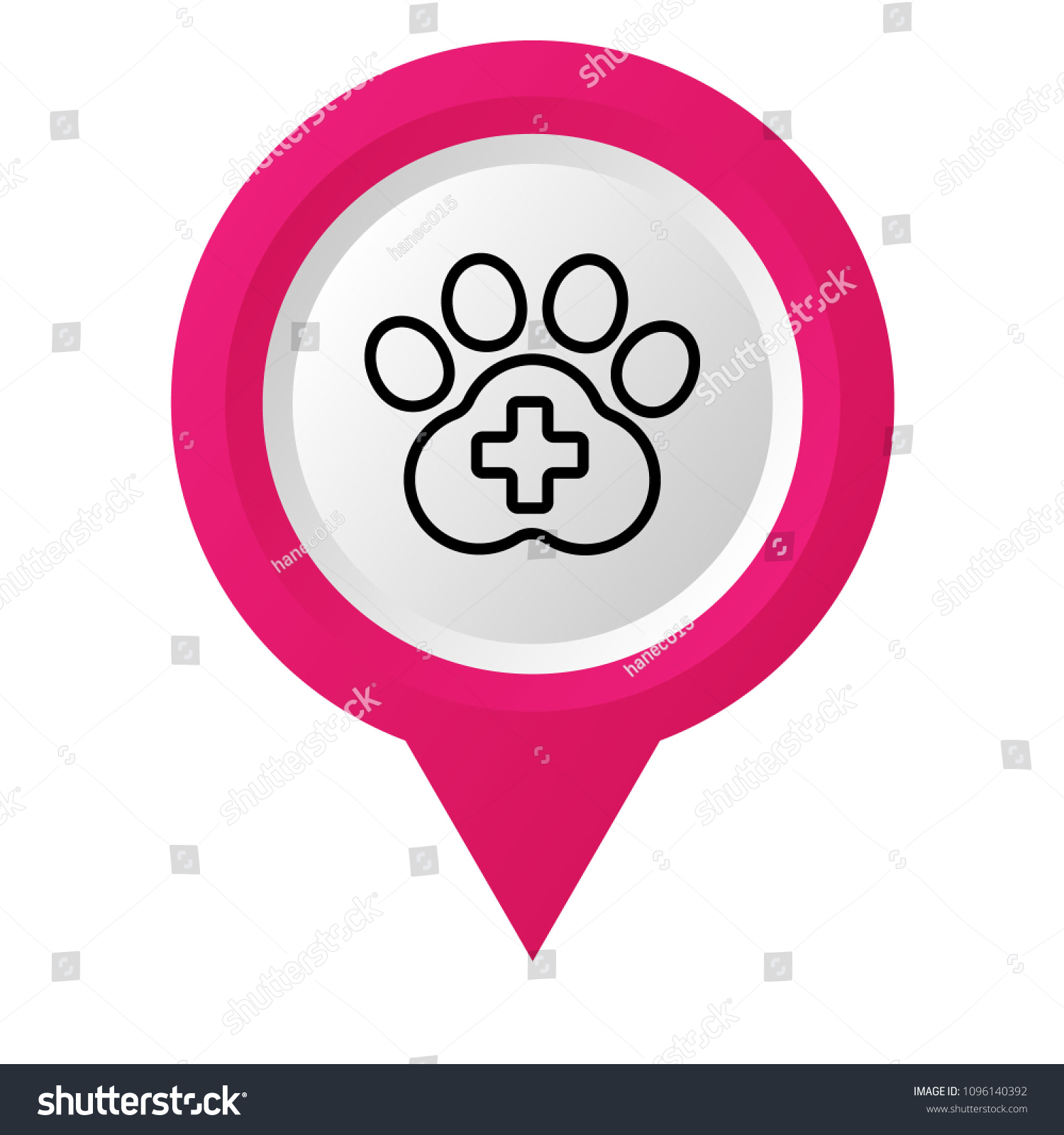 Veterinary Here Dog Paw Map Pointer Stock Vector (Royalty Free) 1096140392