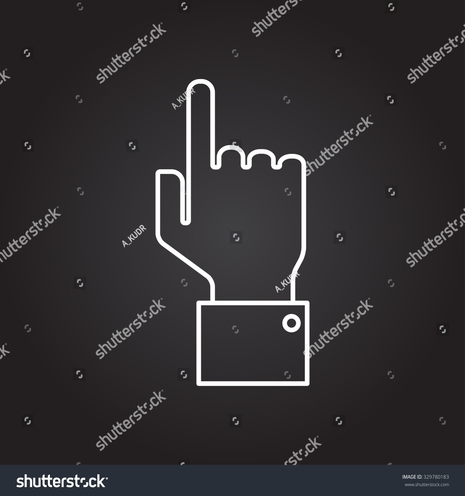 Vetor White Outline Hand Pointer Icon Stock Vector (Royalty Free ...
