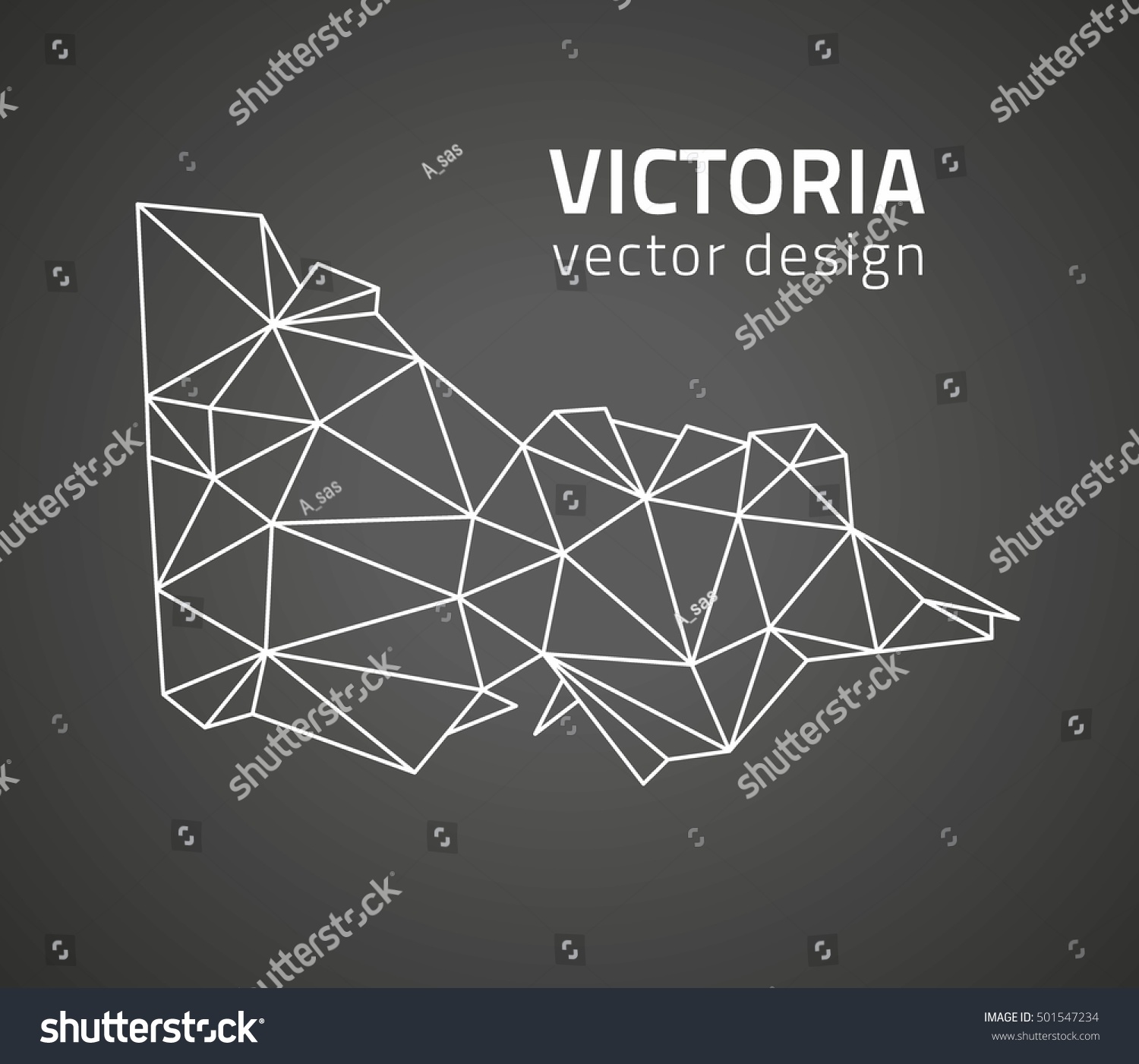 Victoria Black Vector Contour Triangle Map Stock Vector (Royalty Free ...
