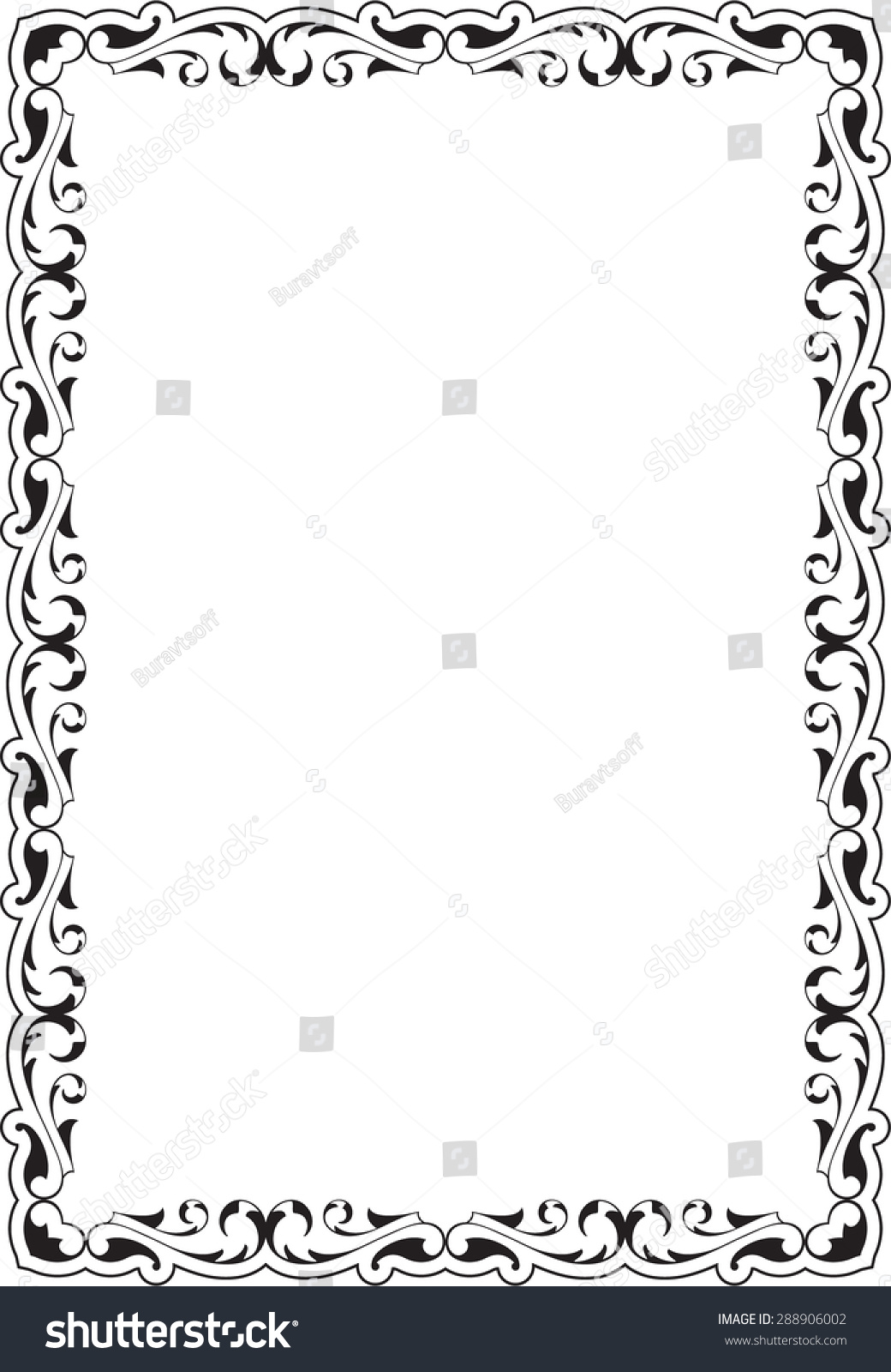 Victorian Scroll Frame Isolated On White Stock Vector (Royalty Free ...