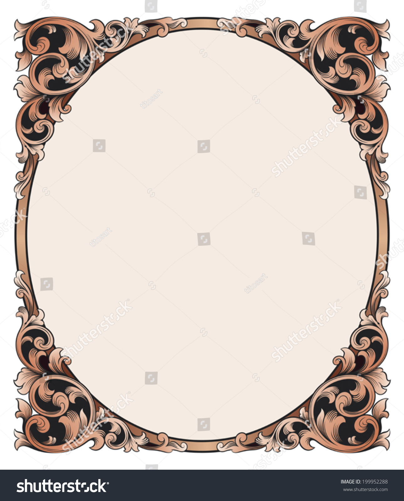 Victorian Style Rectangle Border Vector Illustration: vector de stock ...
