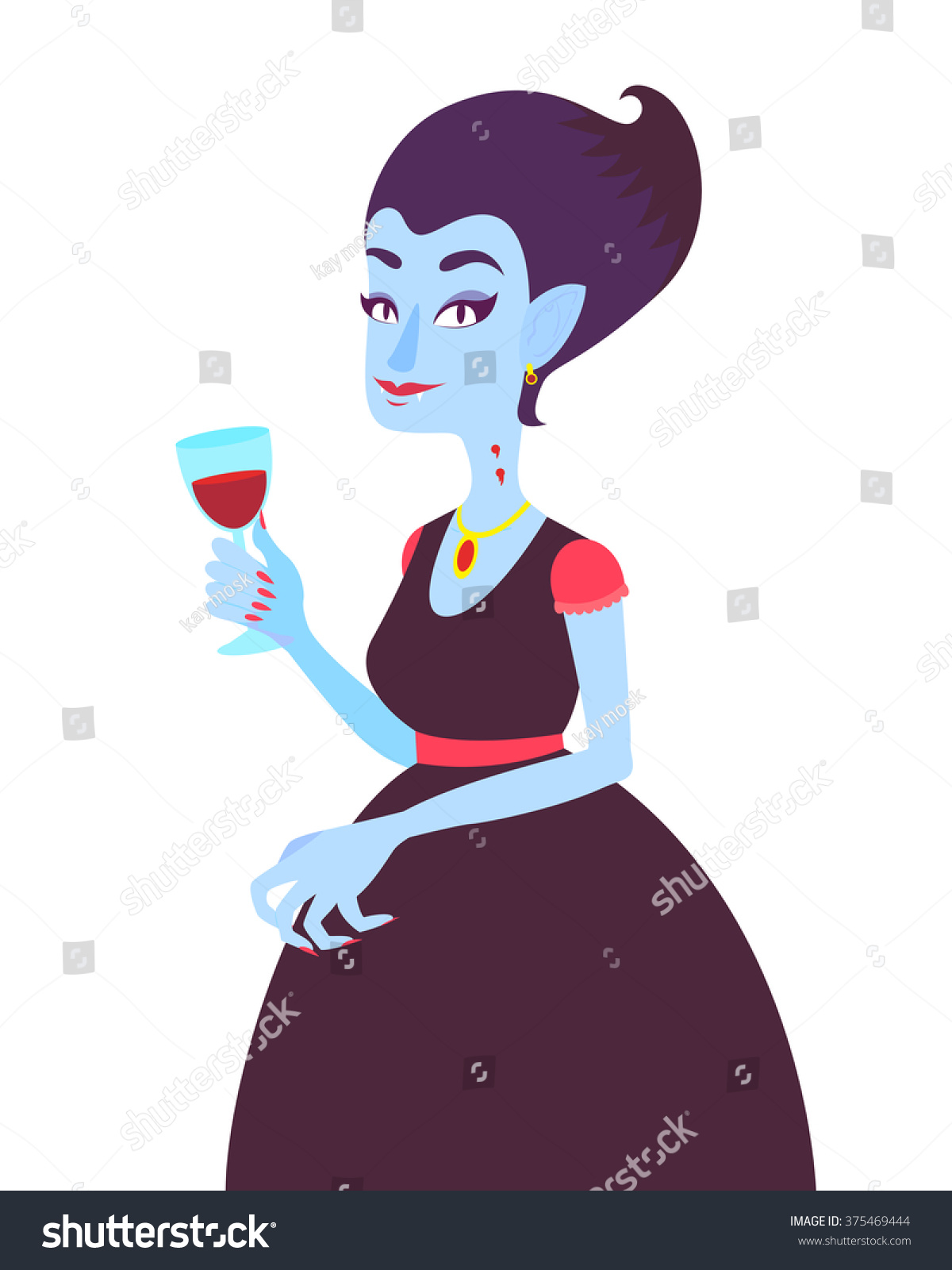Victorian Vampire Lady Vector Illustration On Stock Vector Royalty Free 375469444