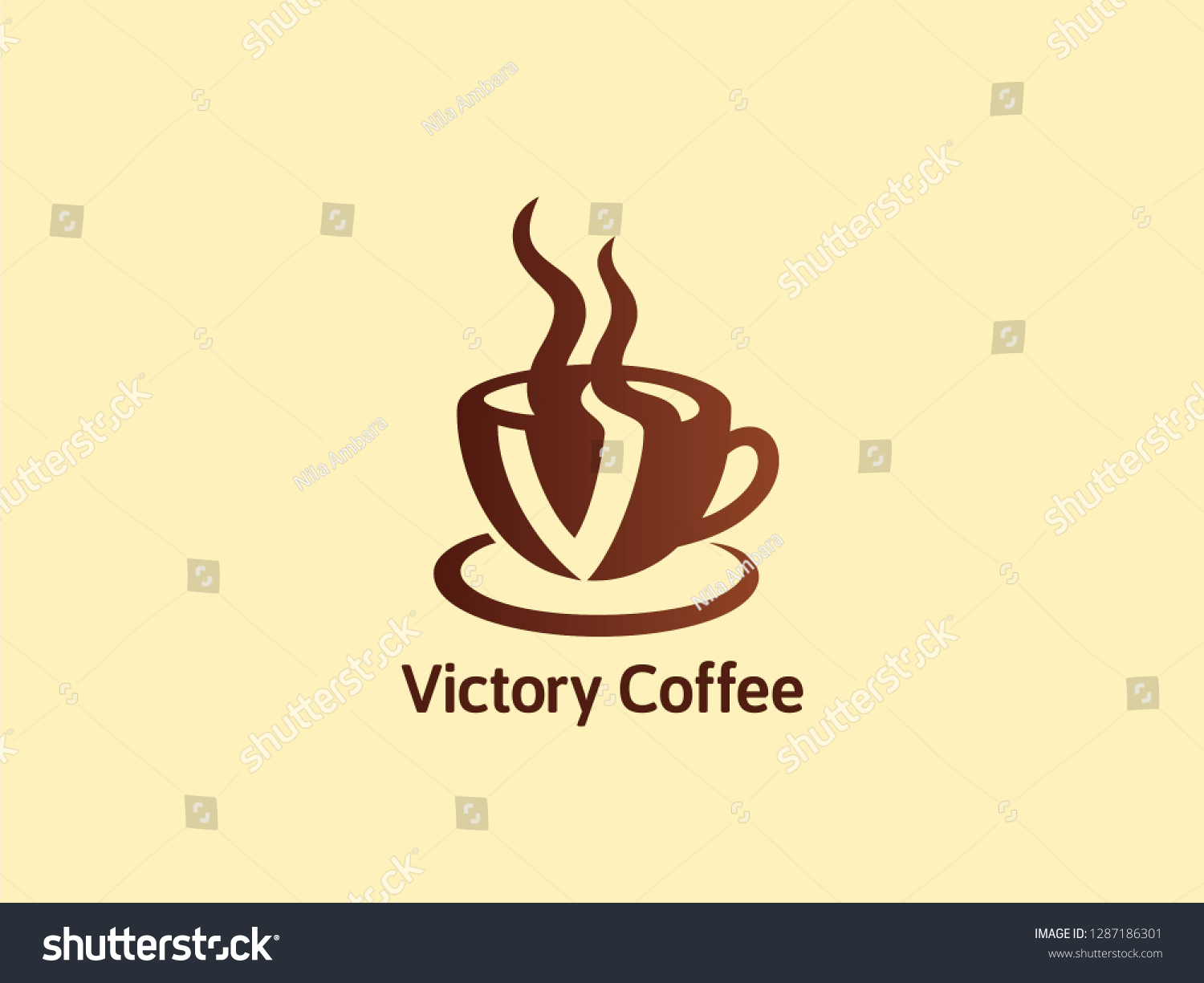Victory Coffee Cup Vector Logo Template: เวกเตอร์สต็อก (ปลอดค่า ...