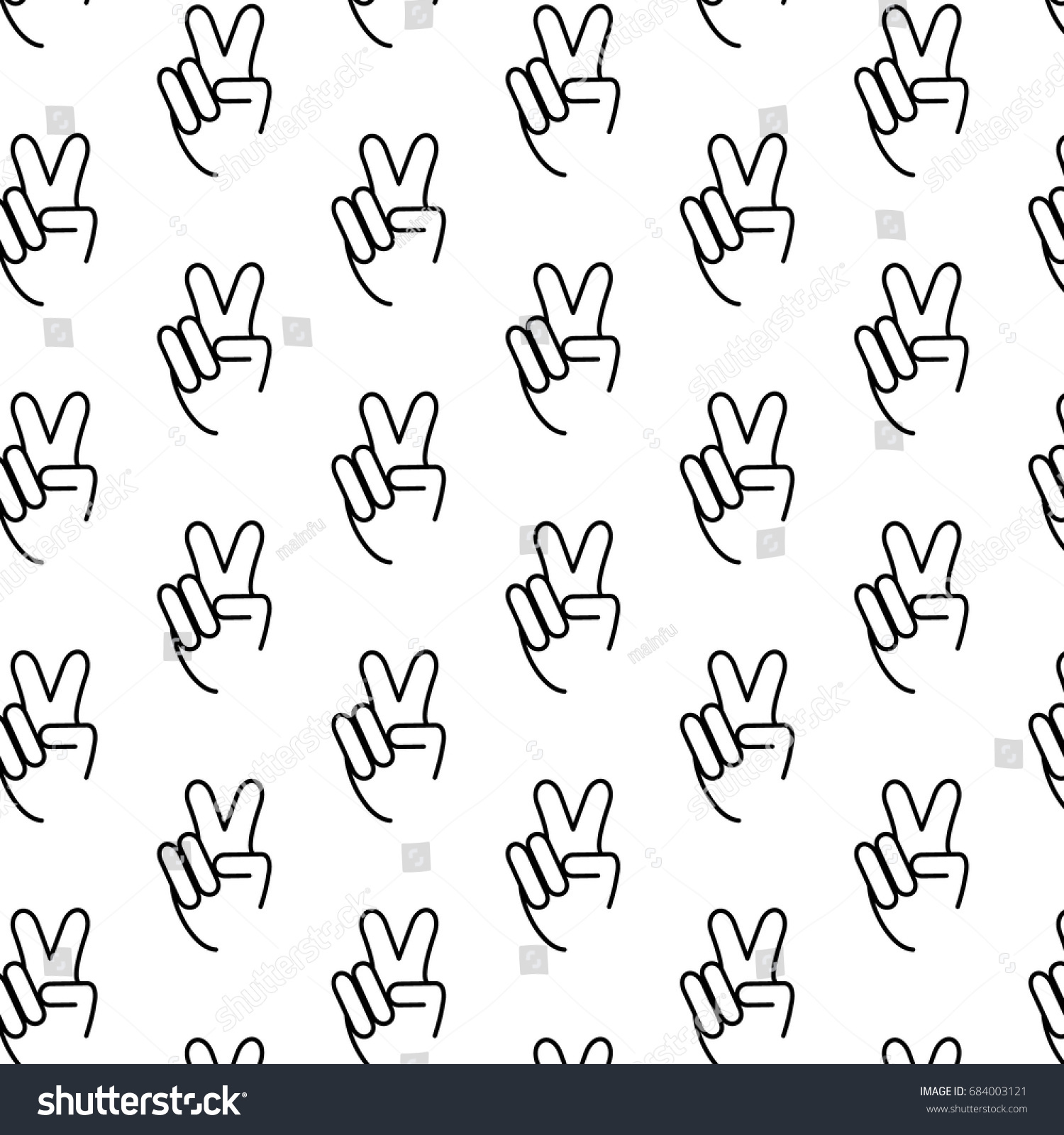 Victory Sign Hand Drawing Vector Stock Vector (Royalty Free) 684003121