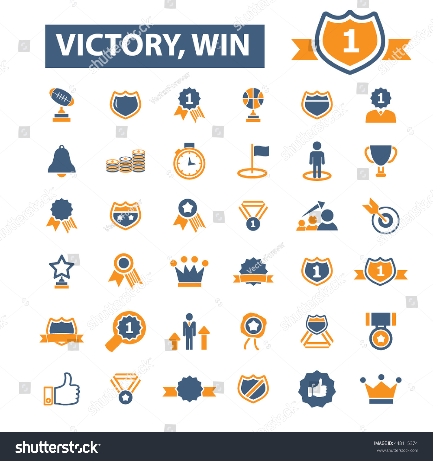 Victory Win Icons Stock Vector Illustration 448115374 : Shutterstock