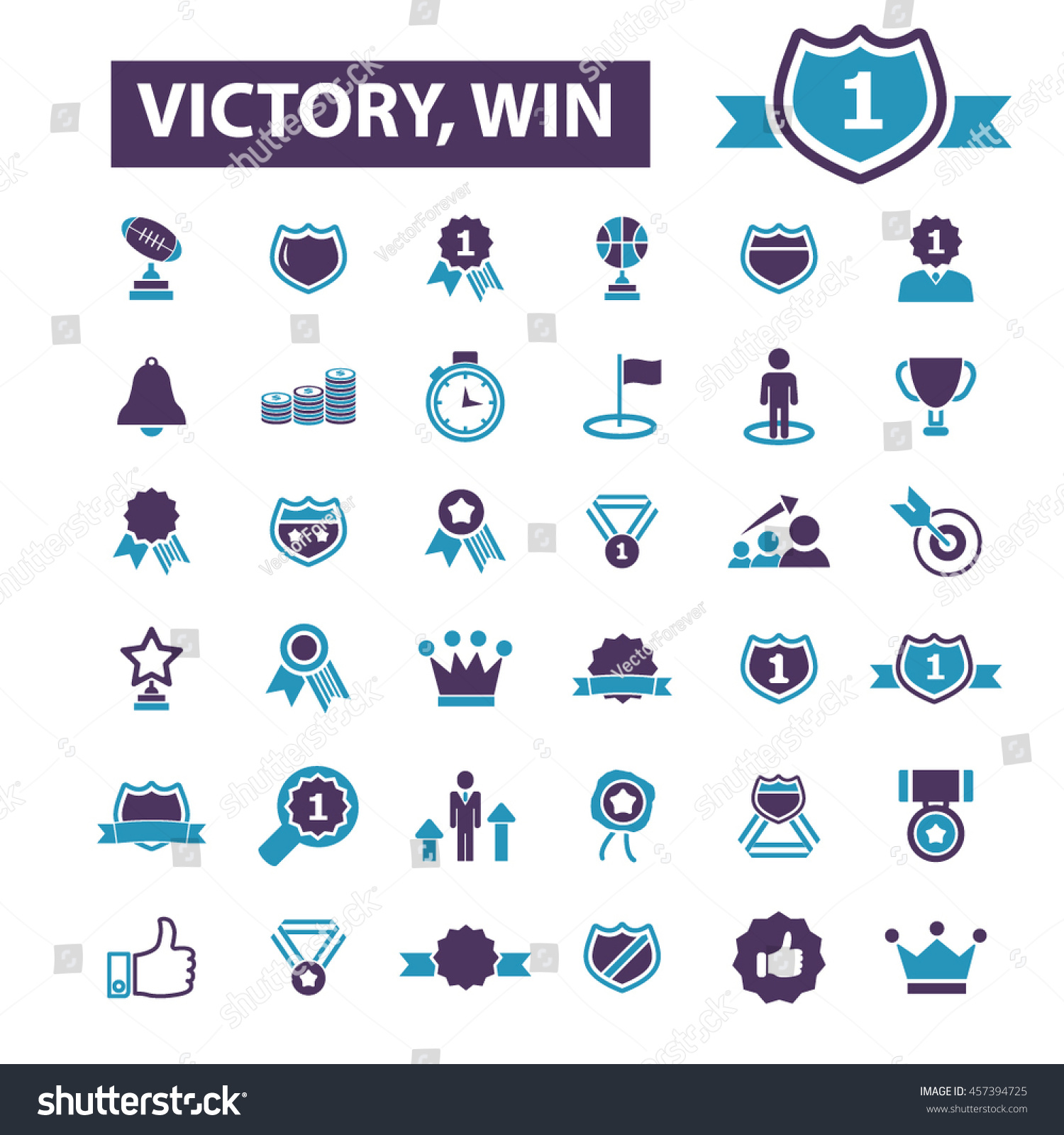 Victory Win Icons Stock Vector (Royalty Free) 457394725 | Shutterstock