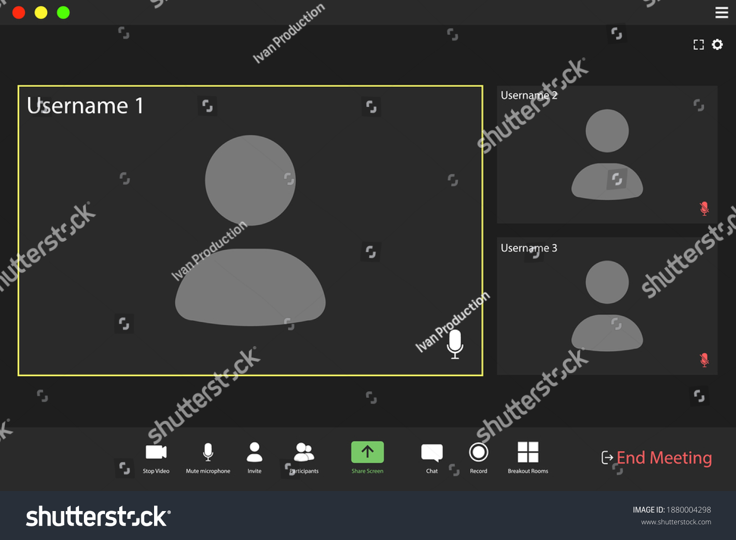 Video Conference User Interface Video Call Stock Vector (Royalty Free ...