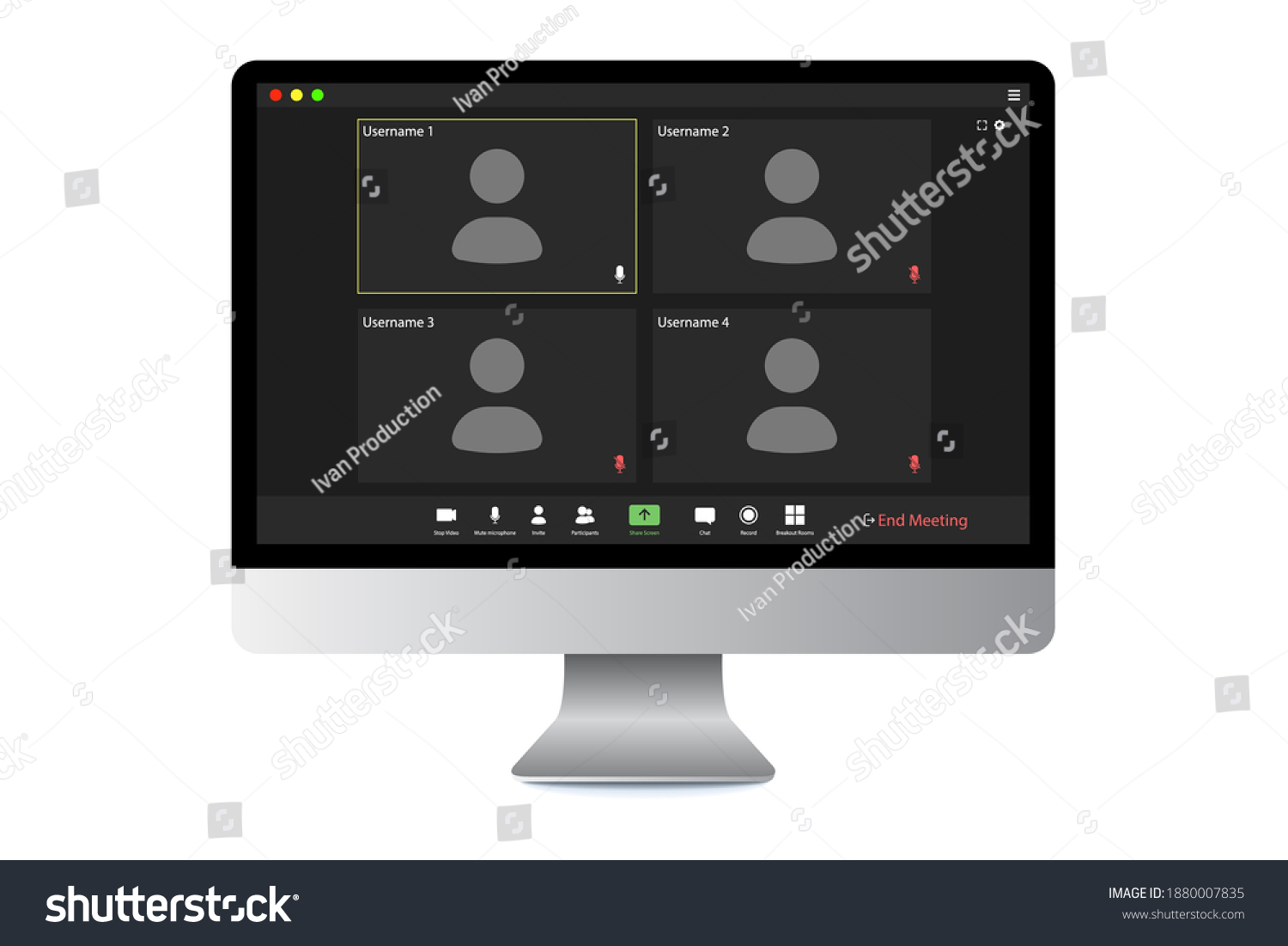 Video Conference User Interface Video Call Stock Vector (Royalty Free ...