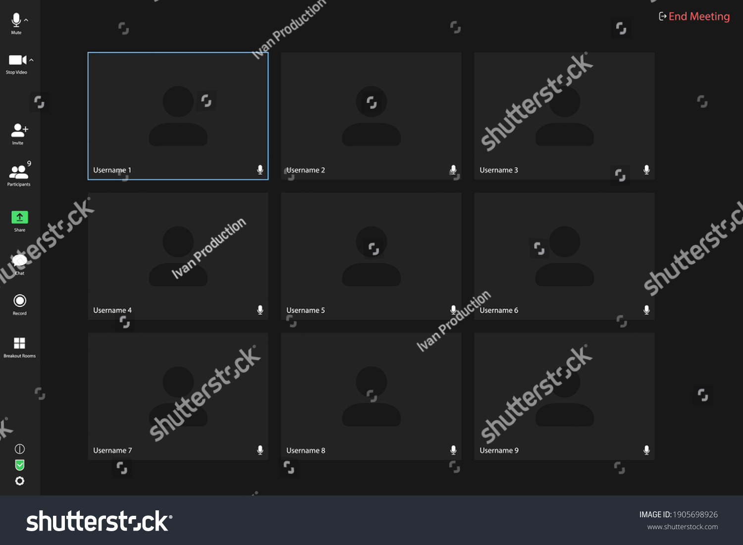 Video Conferencing User Interface Video Call Stock Vector (Royalty Free ...