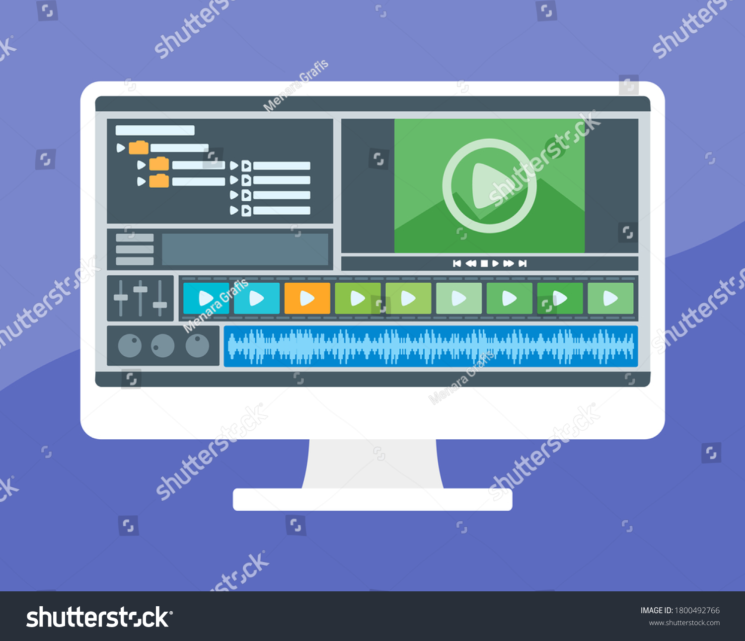 Video Editing Screen Display User Interface Stock Vector (Royalty Free ...