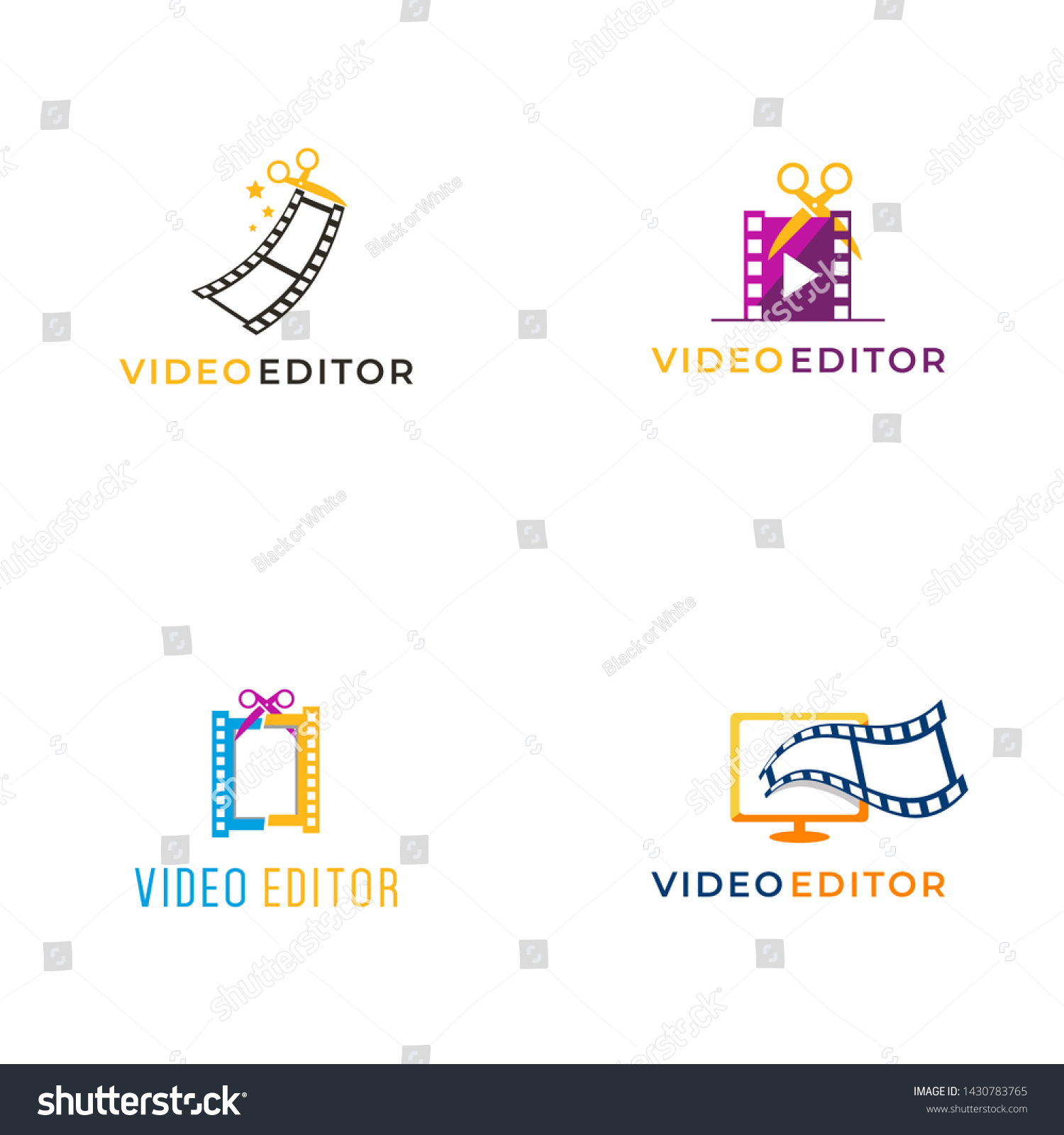 Video Editor Logo Design Vector: vector de stock (libre de regalías ...
