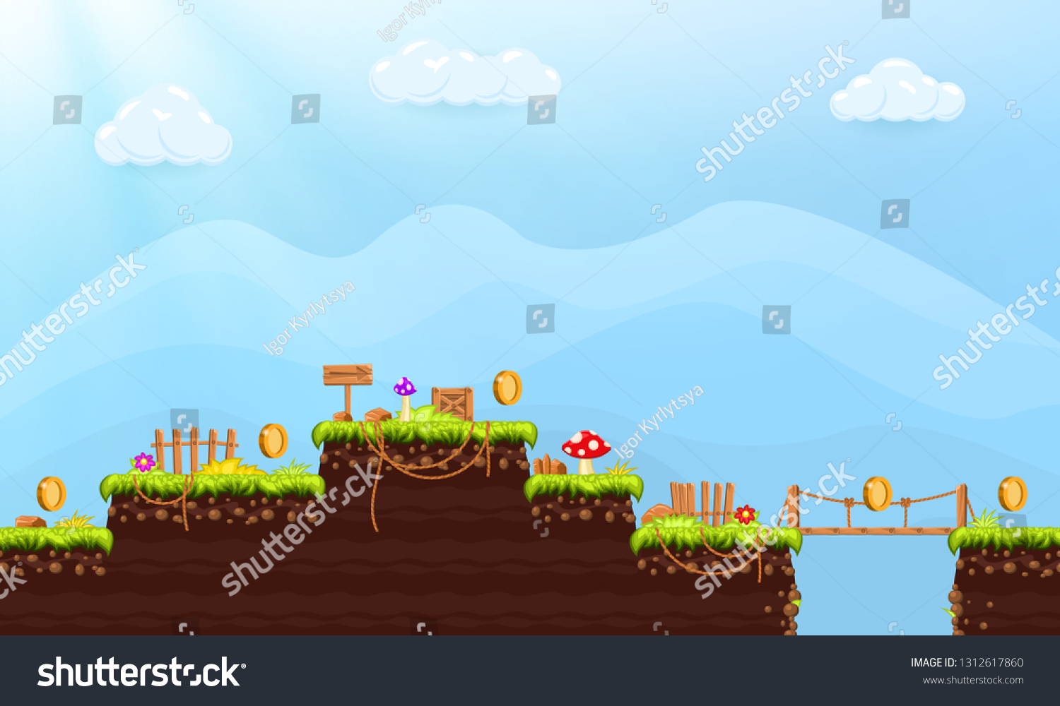 Video Game Elements Objects Computer Game Stock Vector (Royalty Free ...
