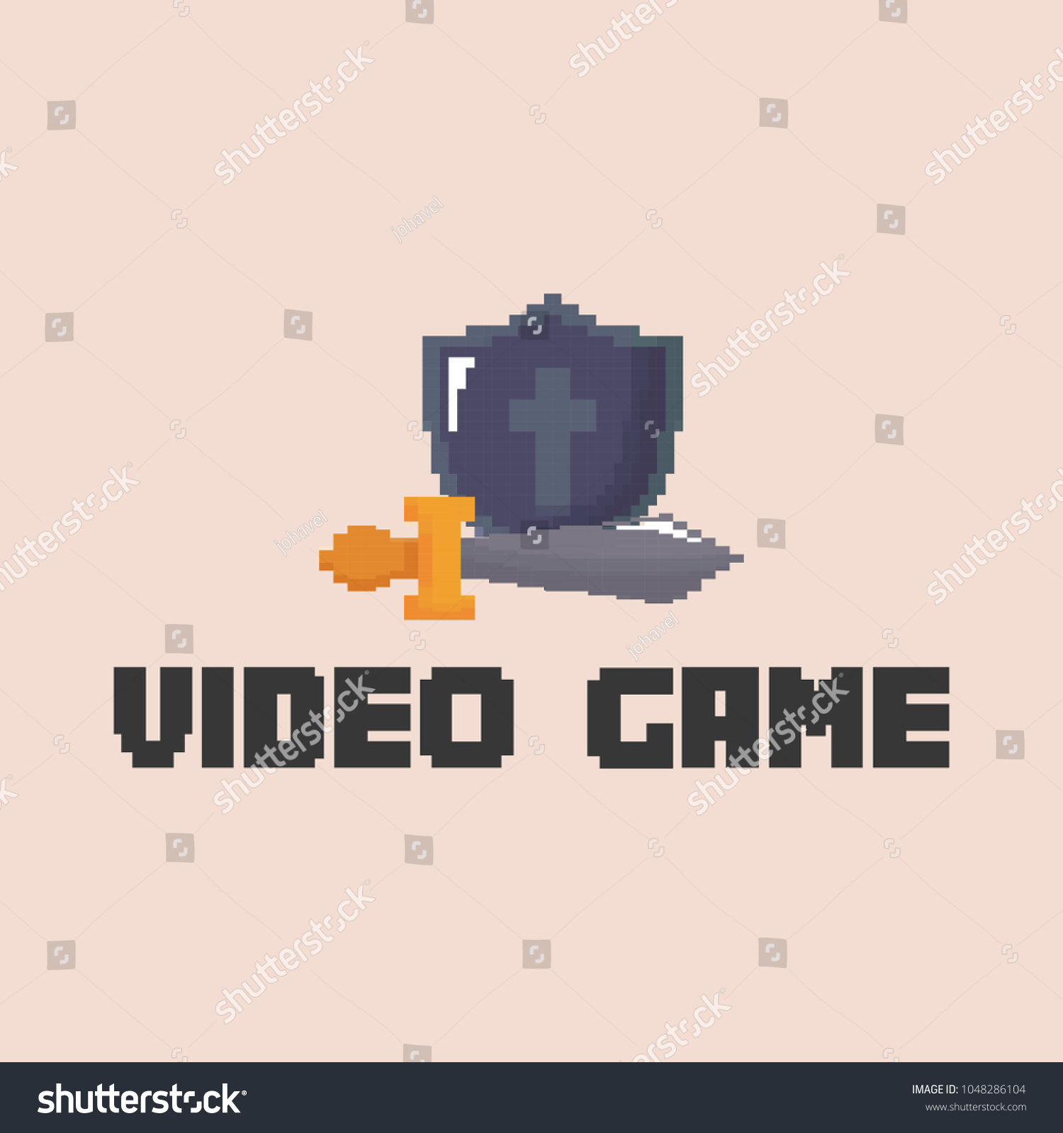 Video Game Shield Design Stock Vector (Royalty Free) 1048286104 ...