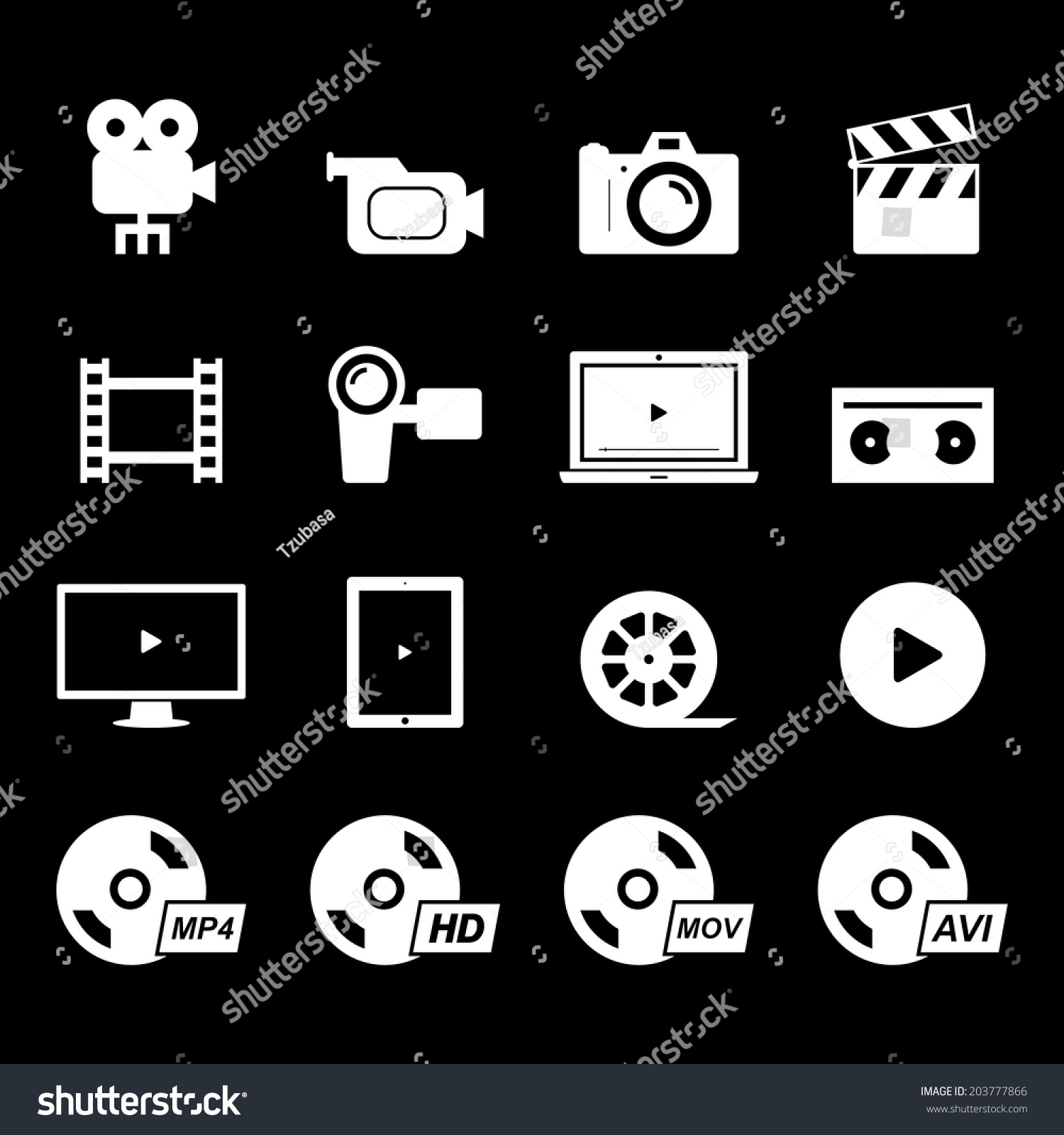 Video Icon White Stock Vector (Royalty Free) 203777866