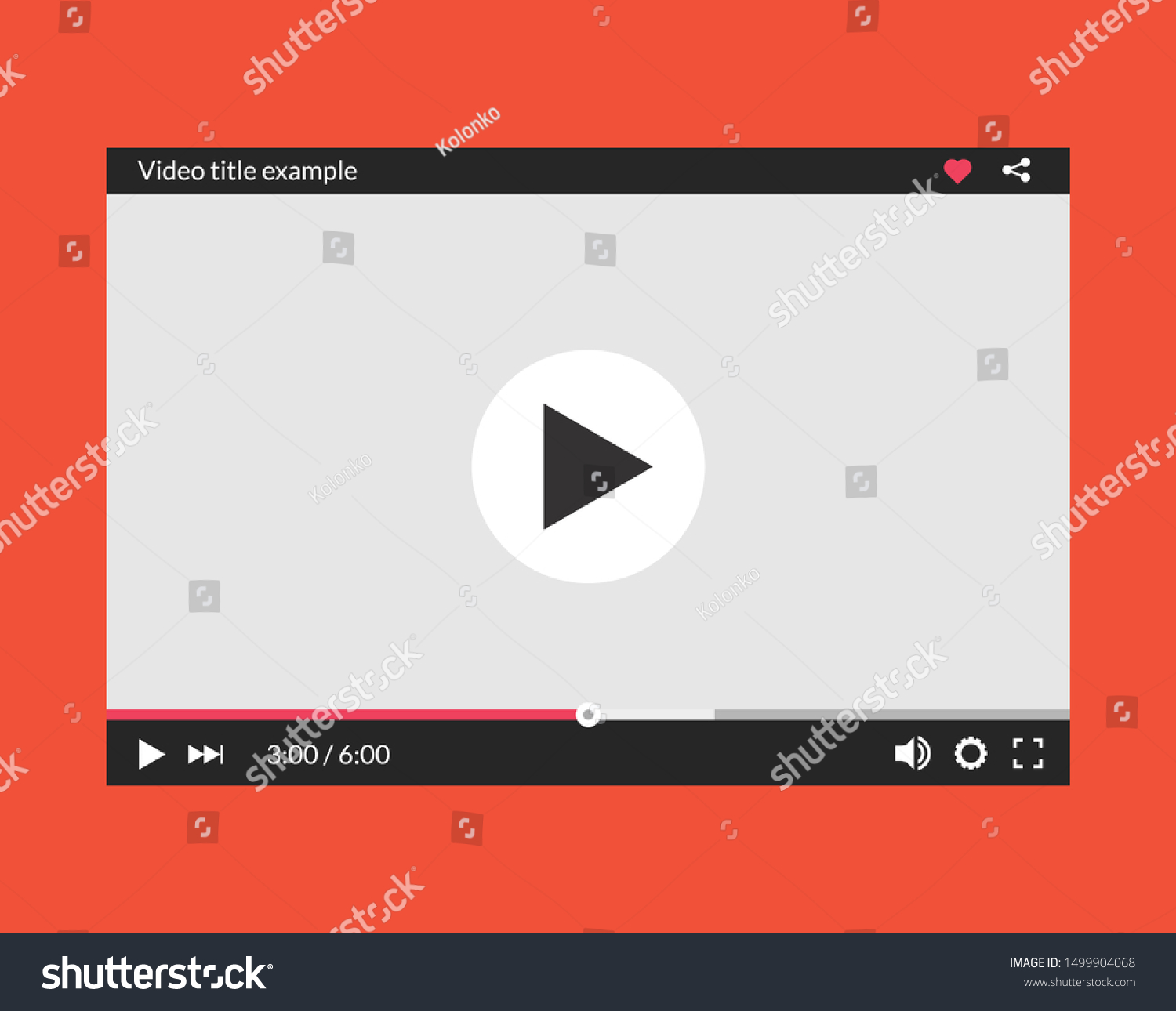 Video Player Interface Web Screen Template Stock Vector (Royalty Free ...