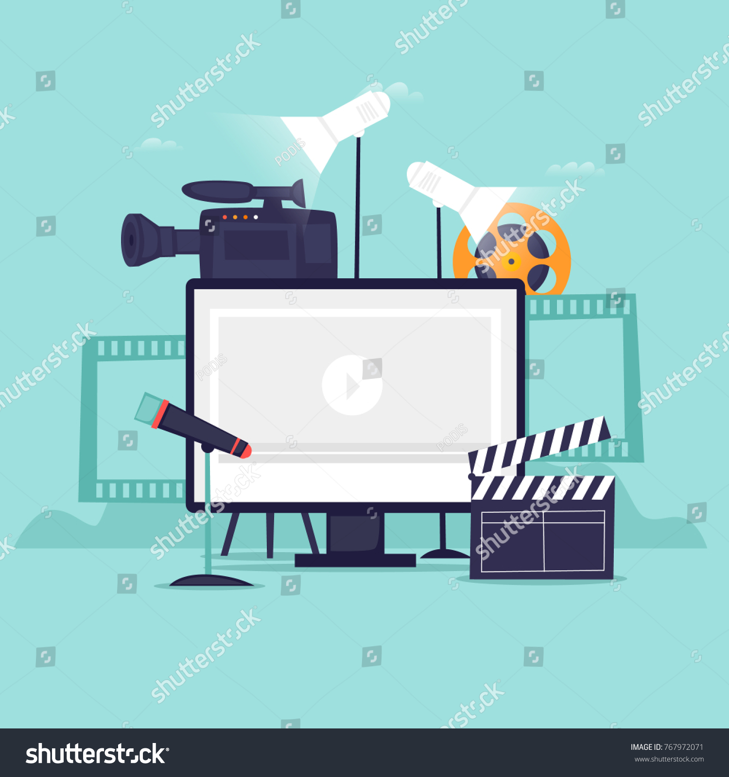 Video Recording Flat Design Vector Illustration Stock Vector (Royalty ...