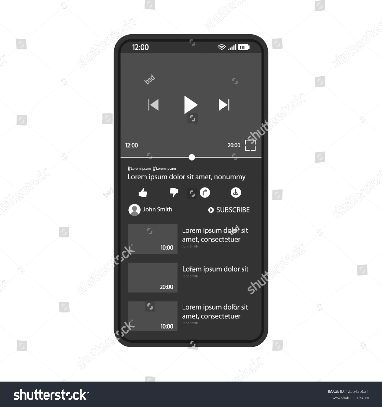 Video Sharing App Interface Vector Template: Vector có sẵn (miễn phí ...