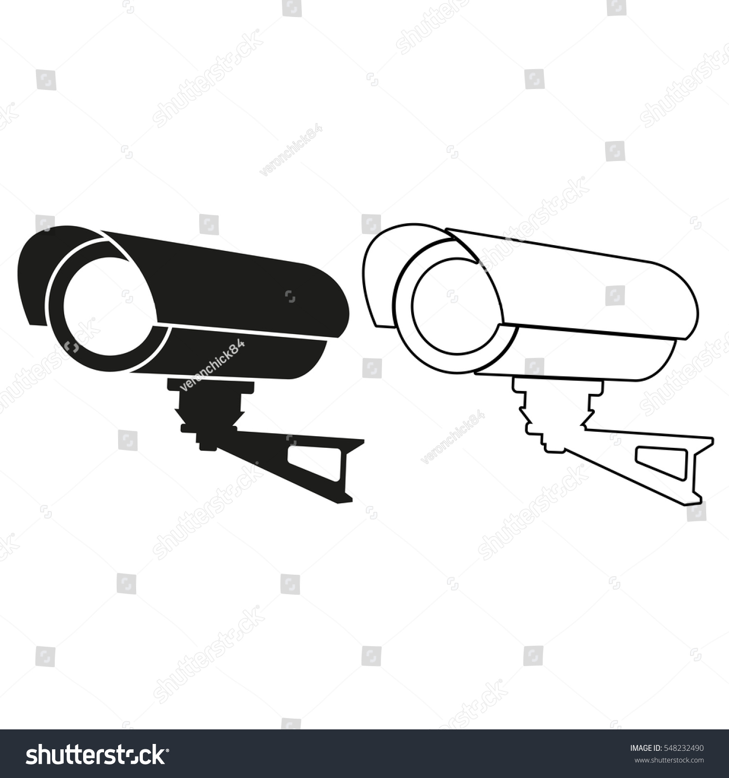 Video Surveillance Cctv Camera Black Vector Stock Vector (Royalty Free ...