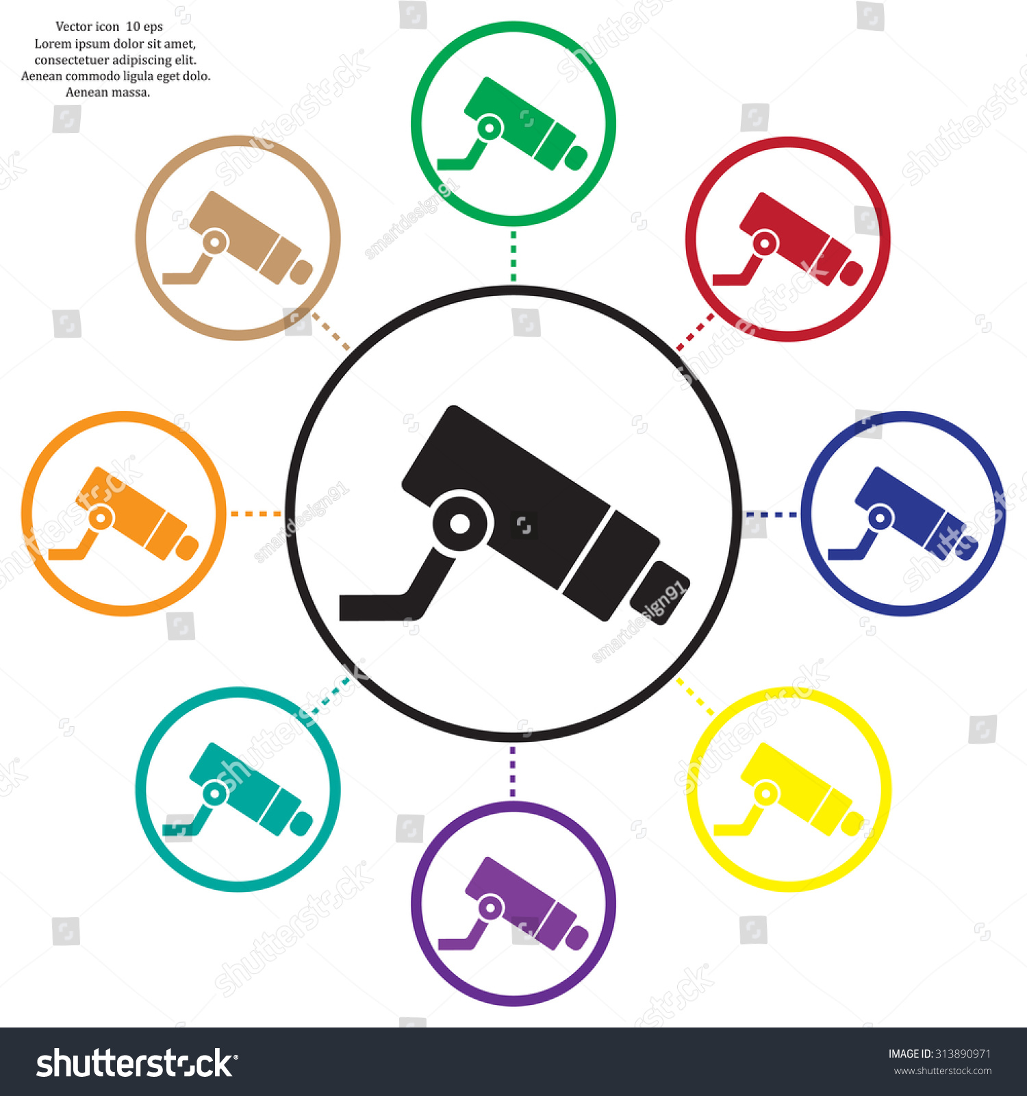 Video Surveillance Cctv Camera Vector Icon Stock Vector (Royalty Free ...