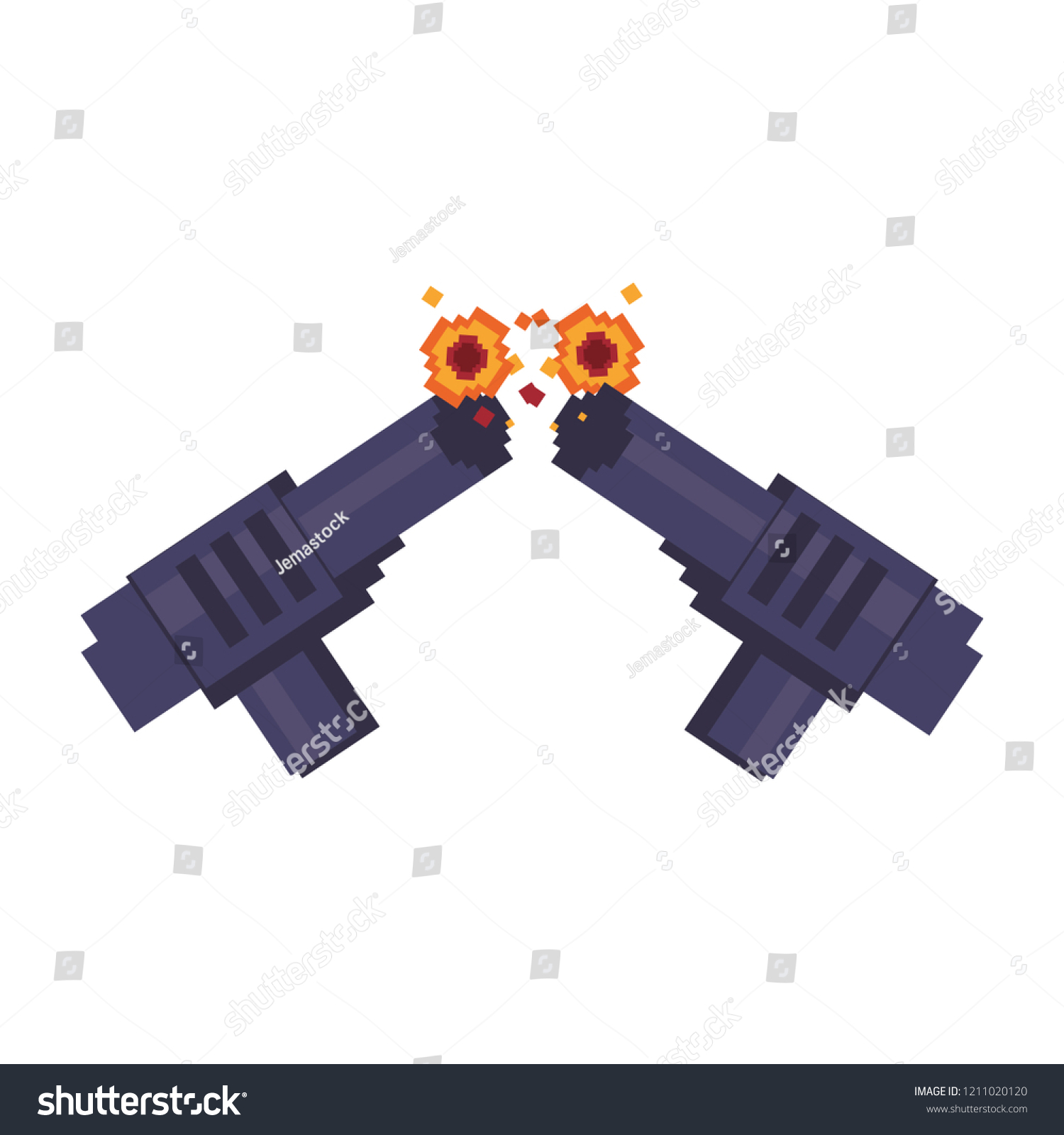 Videogame Pixelated Handguns Stock Vector (Royalty Free) 1211020120