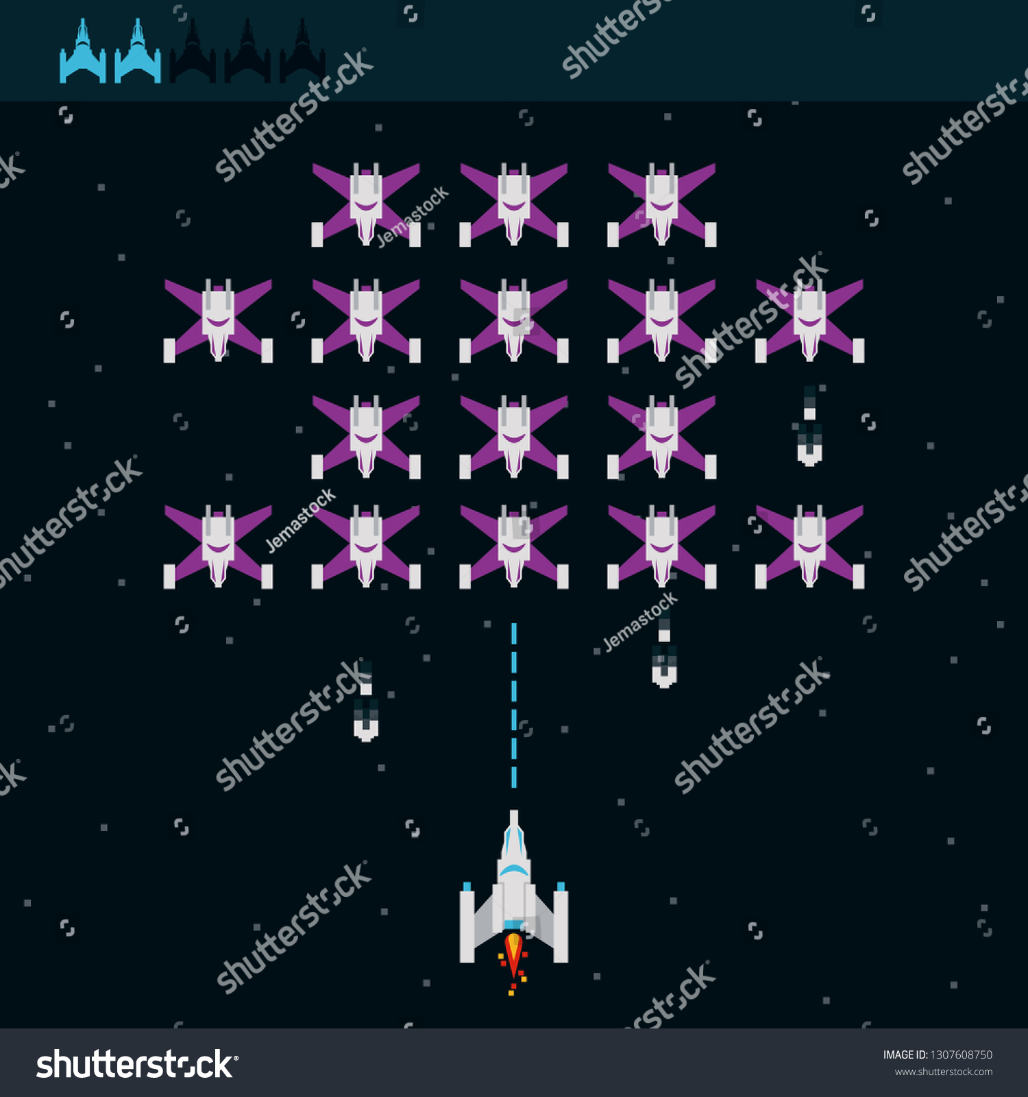 Videogame Spaceship Alien Stock Vector (Royalty Free) 1307608750