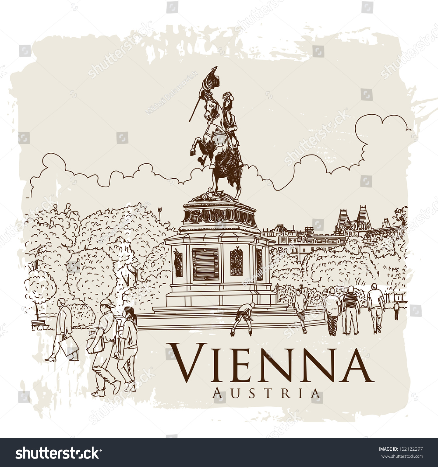Vienna Austria Vector Drawing Stock Vector (Royalty Free) 162122297