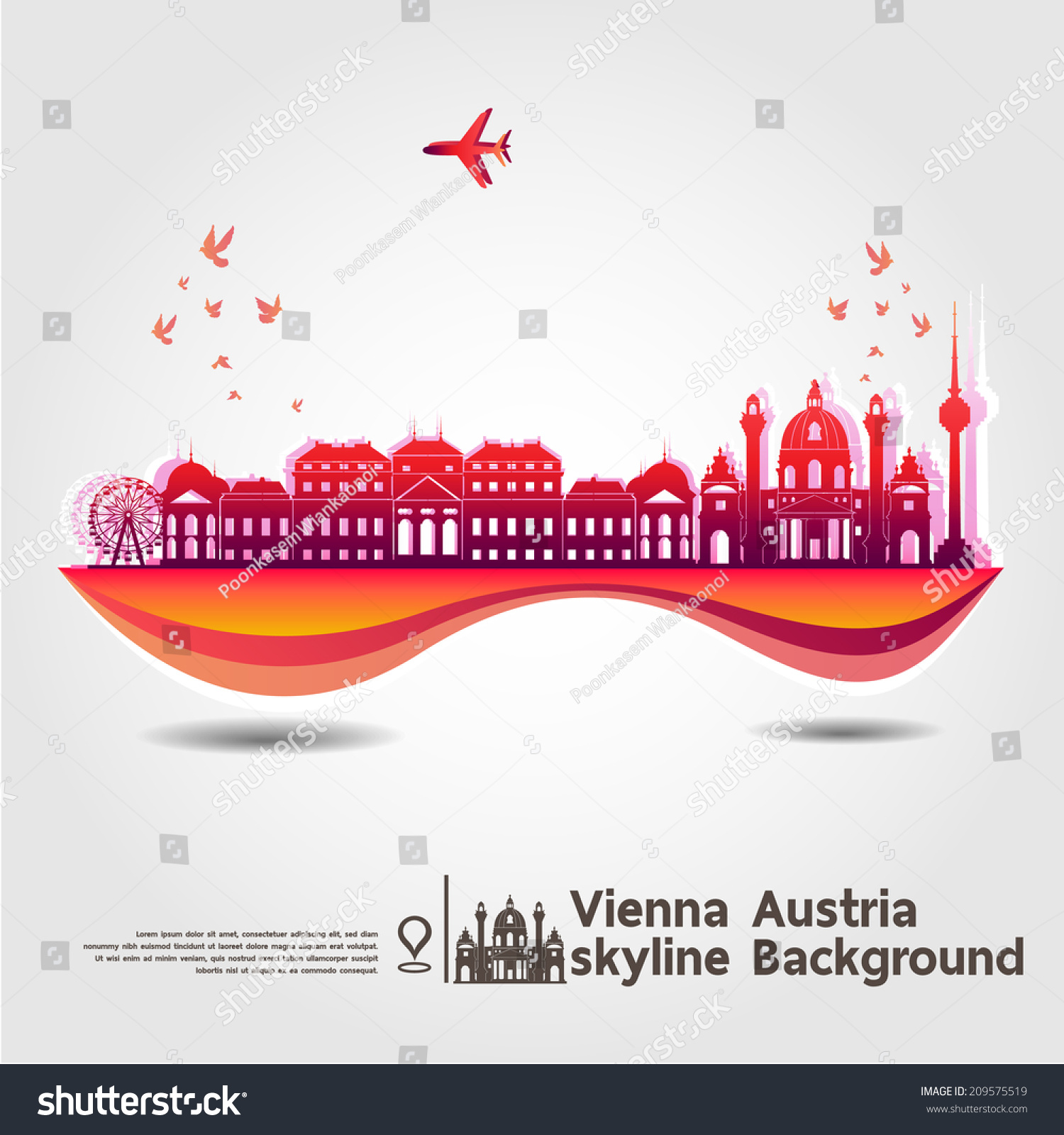Vienna Austriasskyline Backgroundvector Illustration Stock Vector ...