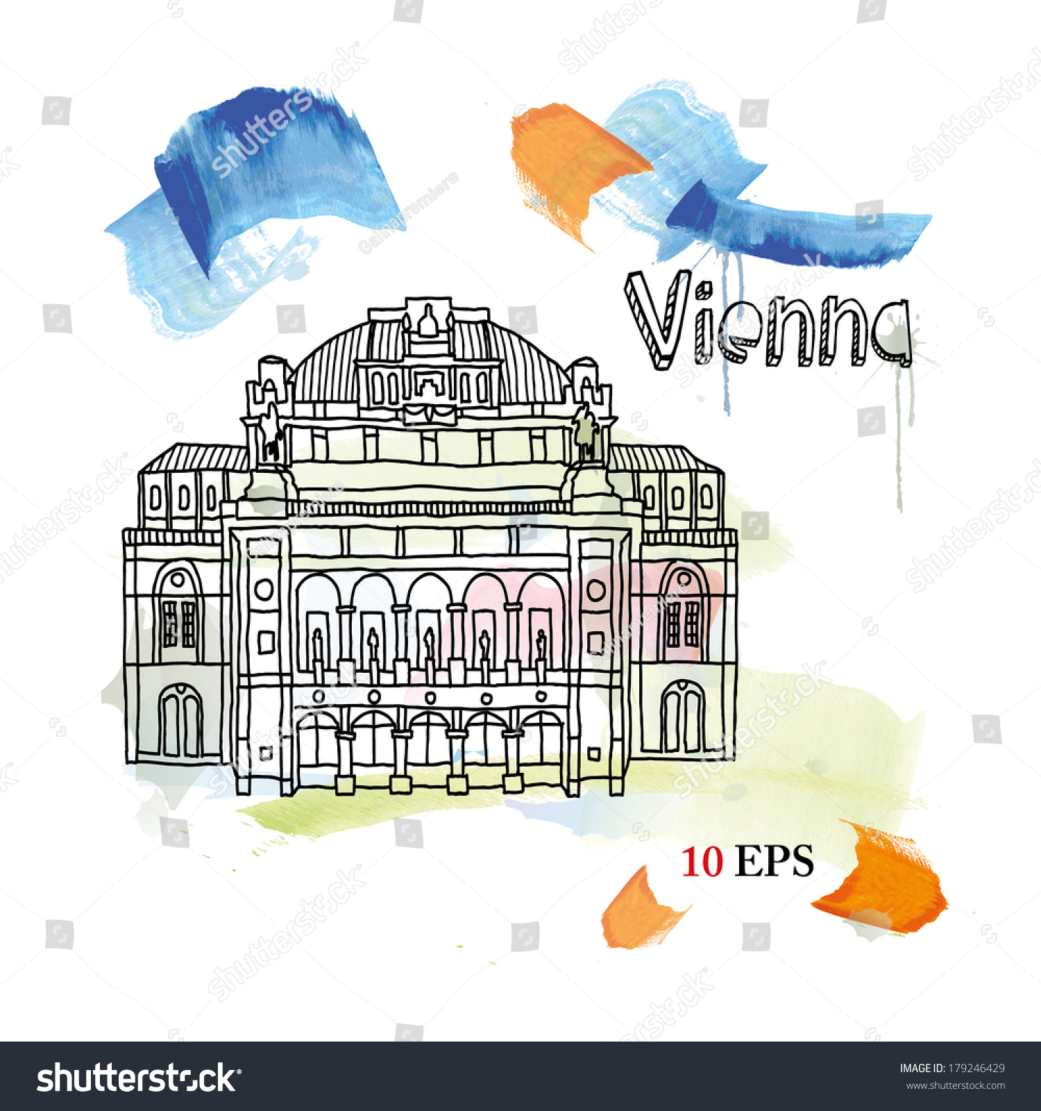 Vienna Opera Hand Drawing Stock Vector (Royalty Free) 179246429
