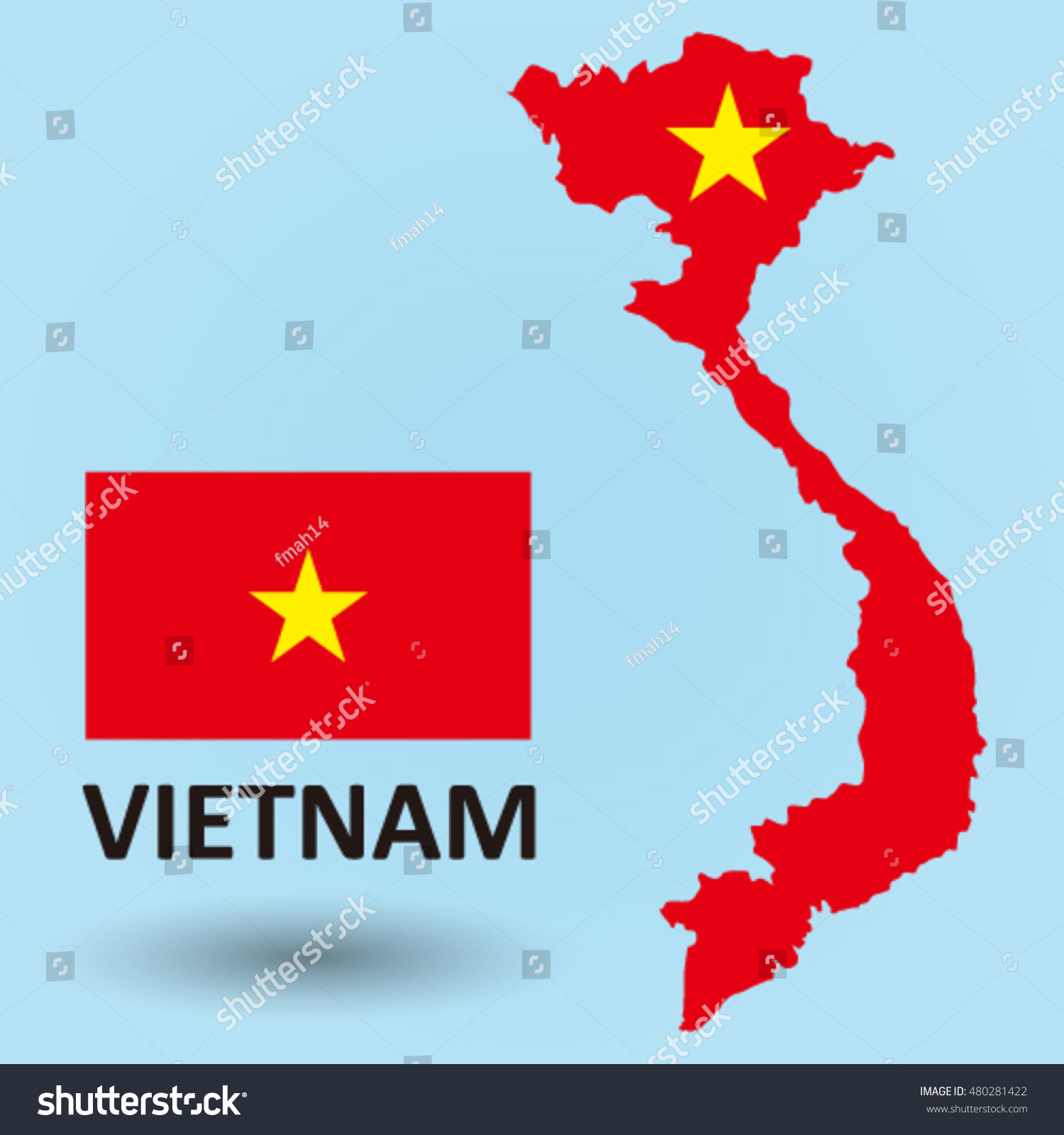 Vietnam Map Flag: vector de stock (libre de regalías) 480281422 ...