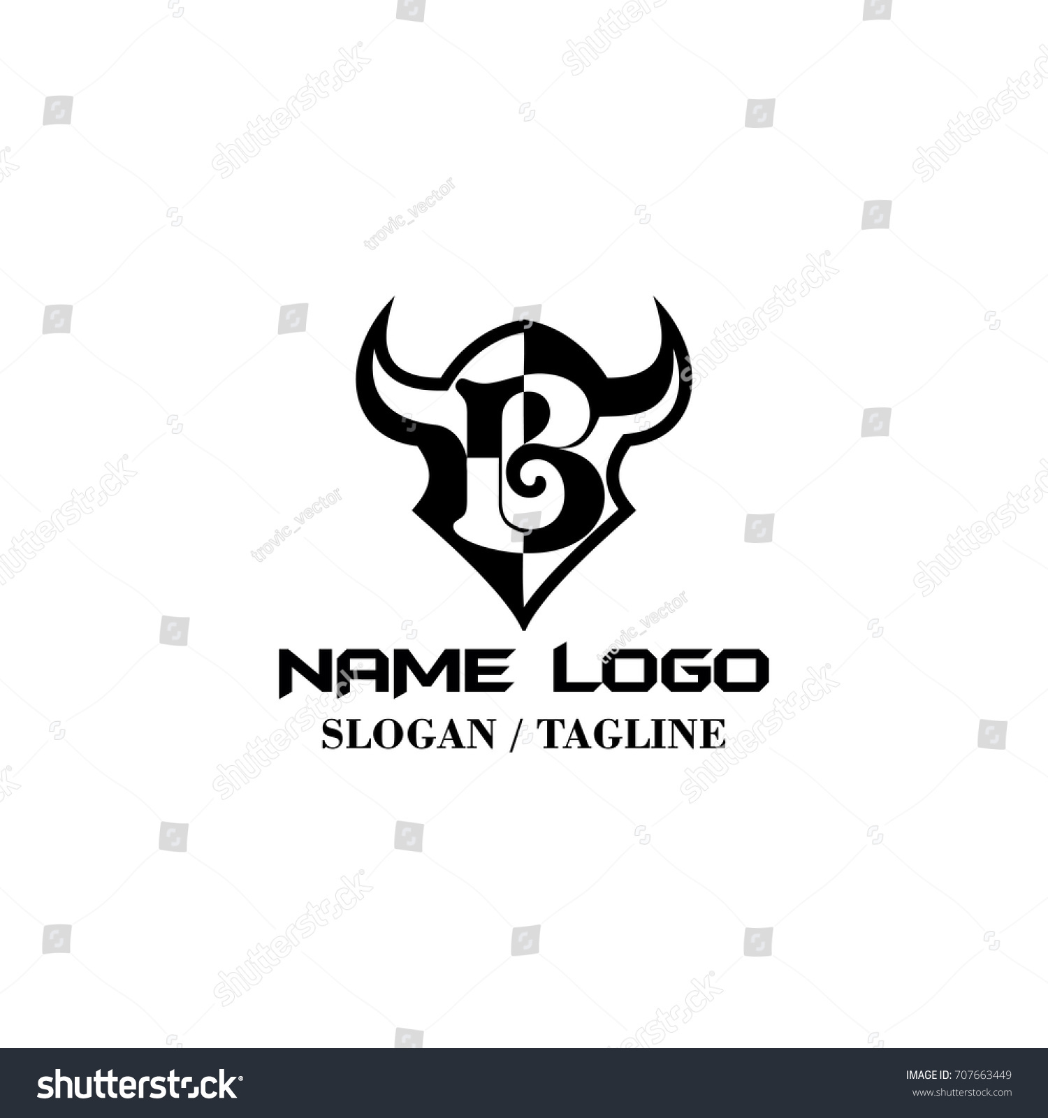 Viking B Logos Letter Stock Vector (Royalty Free) 707663449