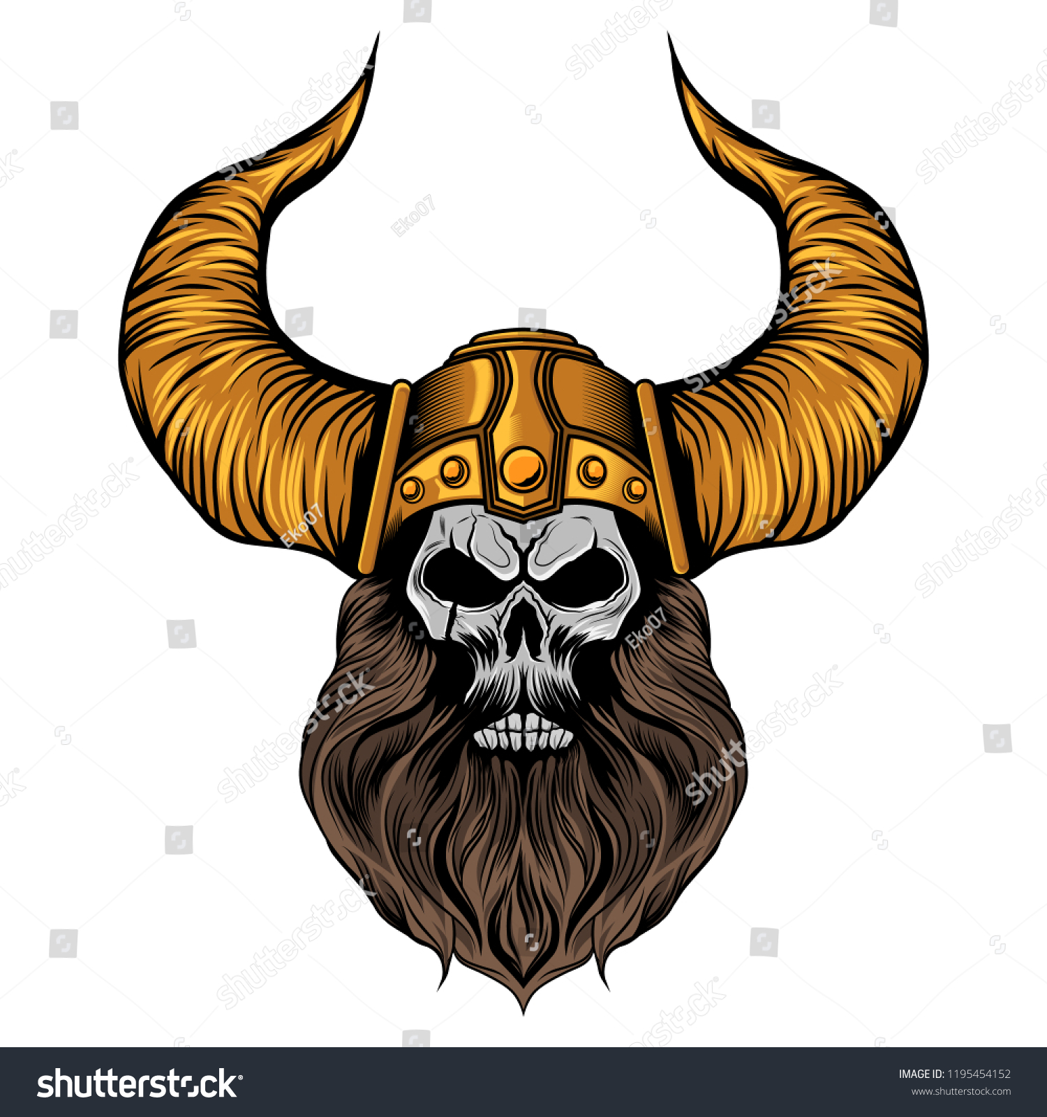 Viking Beard Skull Vector Illustration Stock Vector (Royalty Free ...