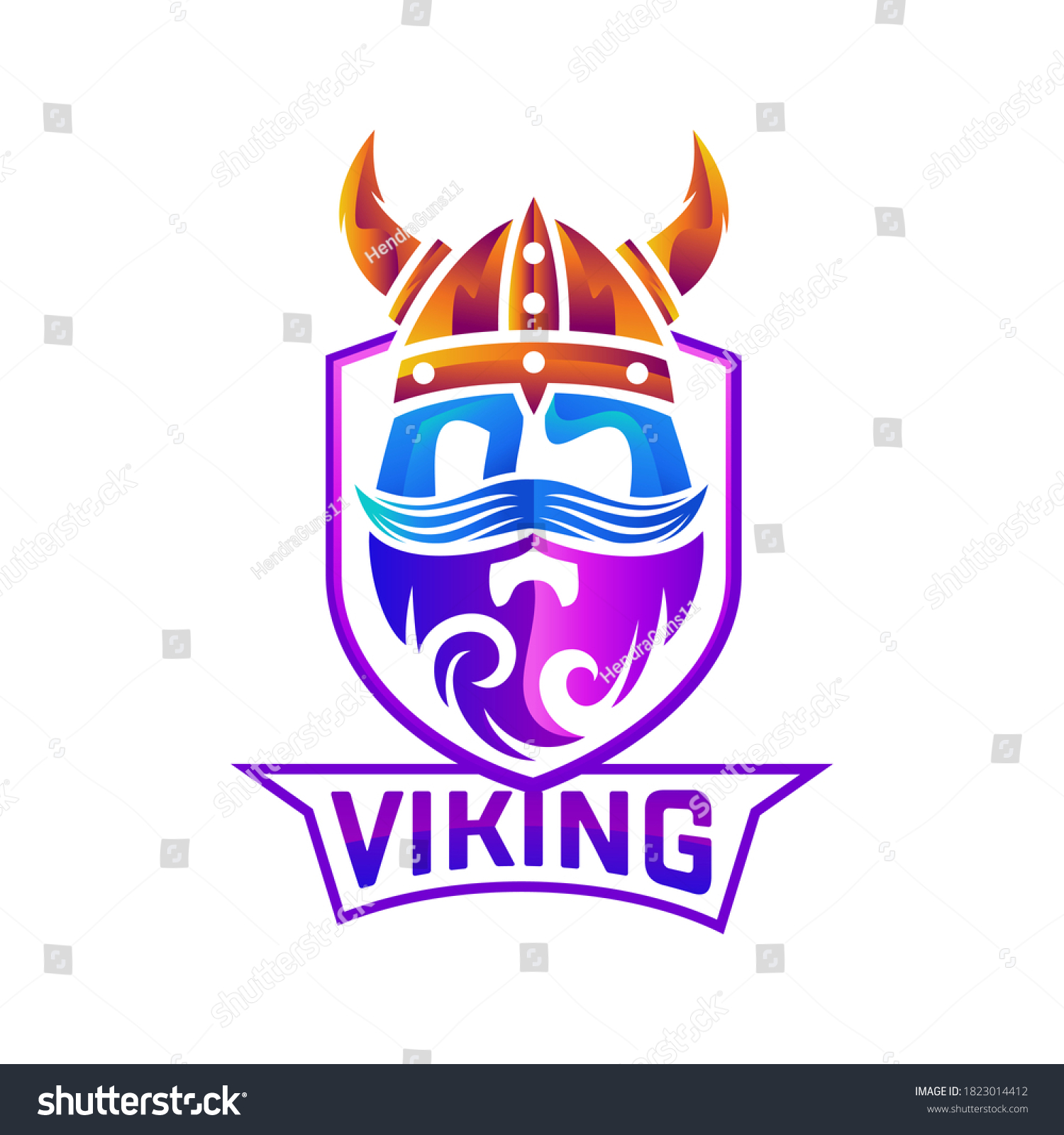 Viking Colorful Logo Design Vector Stock Vector (Royalty Free) 1823014412