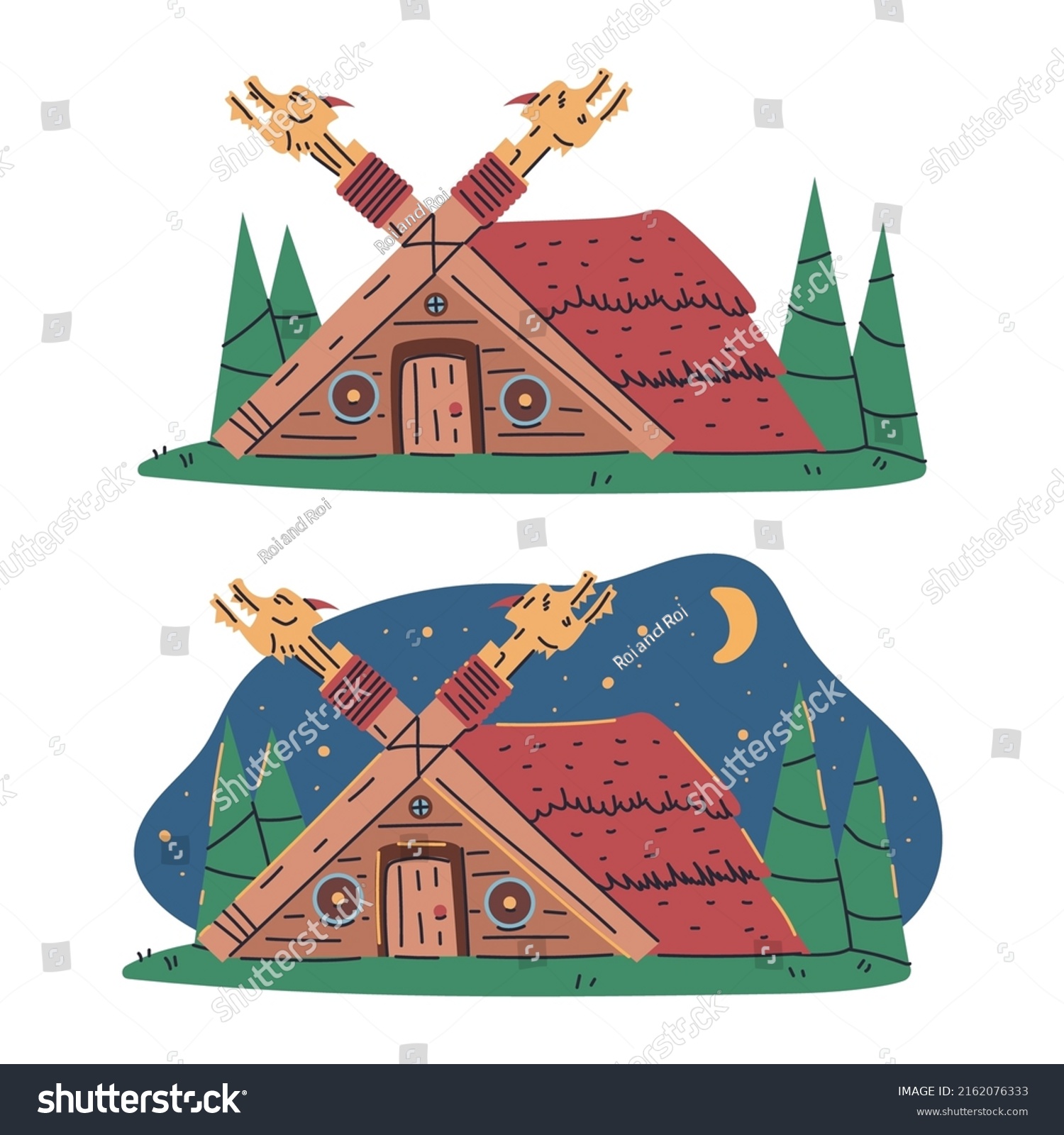 Viking House Vector Cartoon Illustration Isolated Stock Vector Royalty Free 2162076333