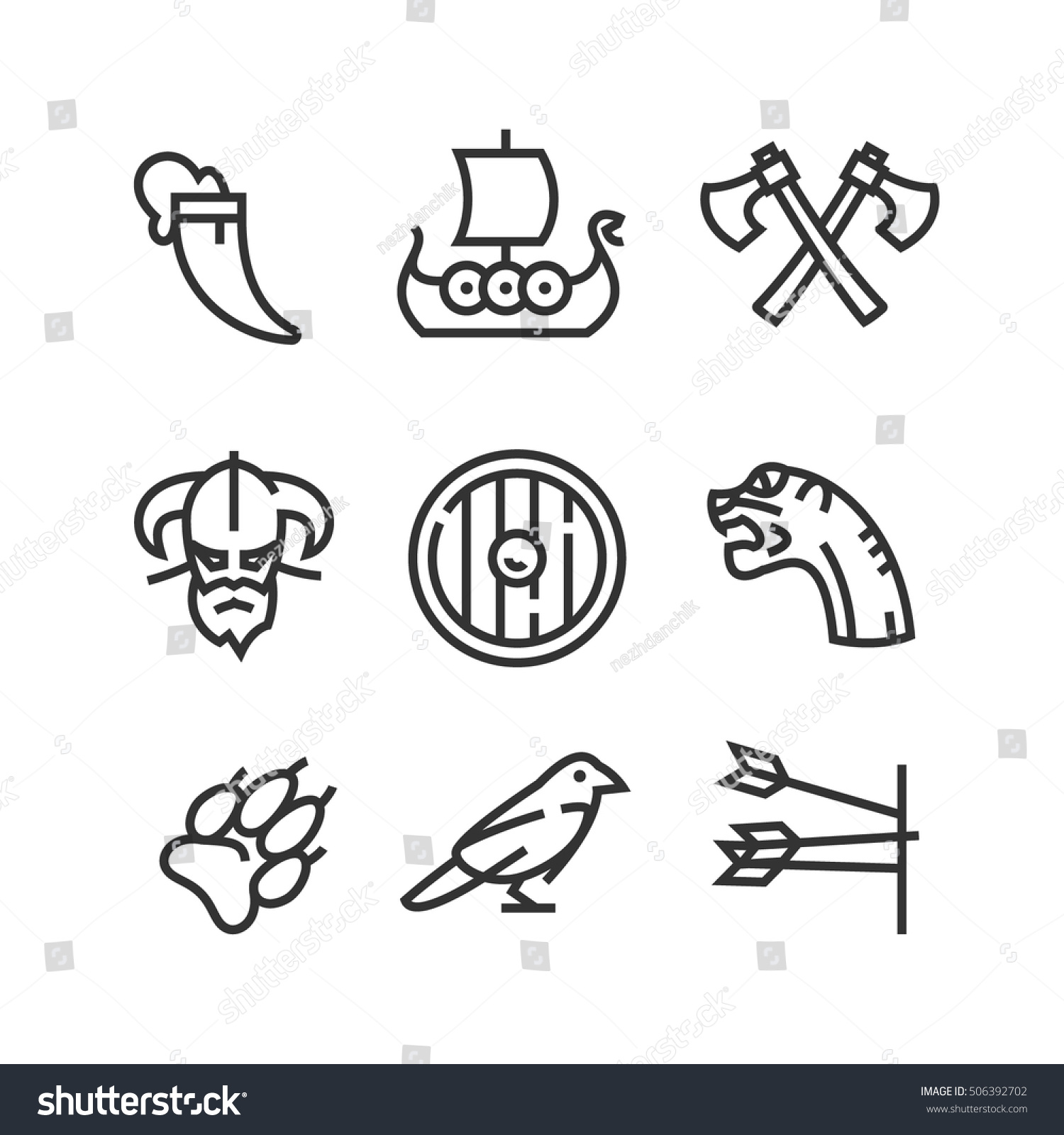 Viking Icons Stock Vector Illustration 506392702 : Shutterstock