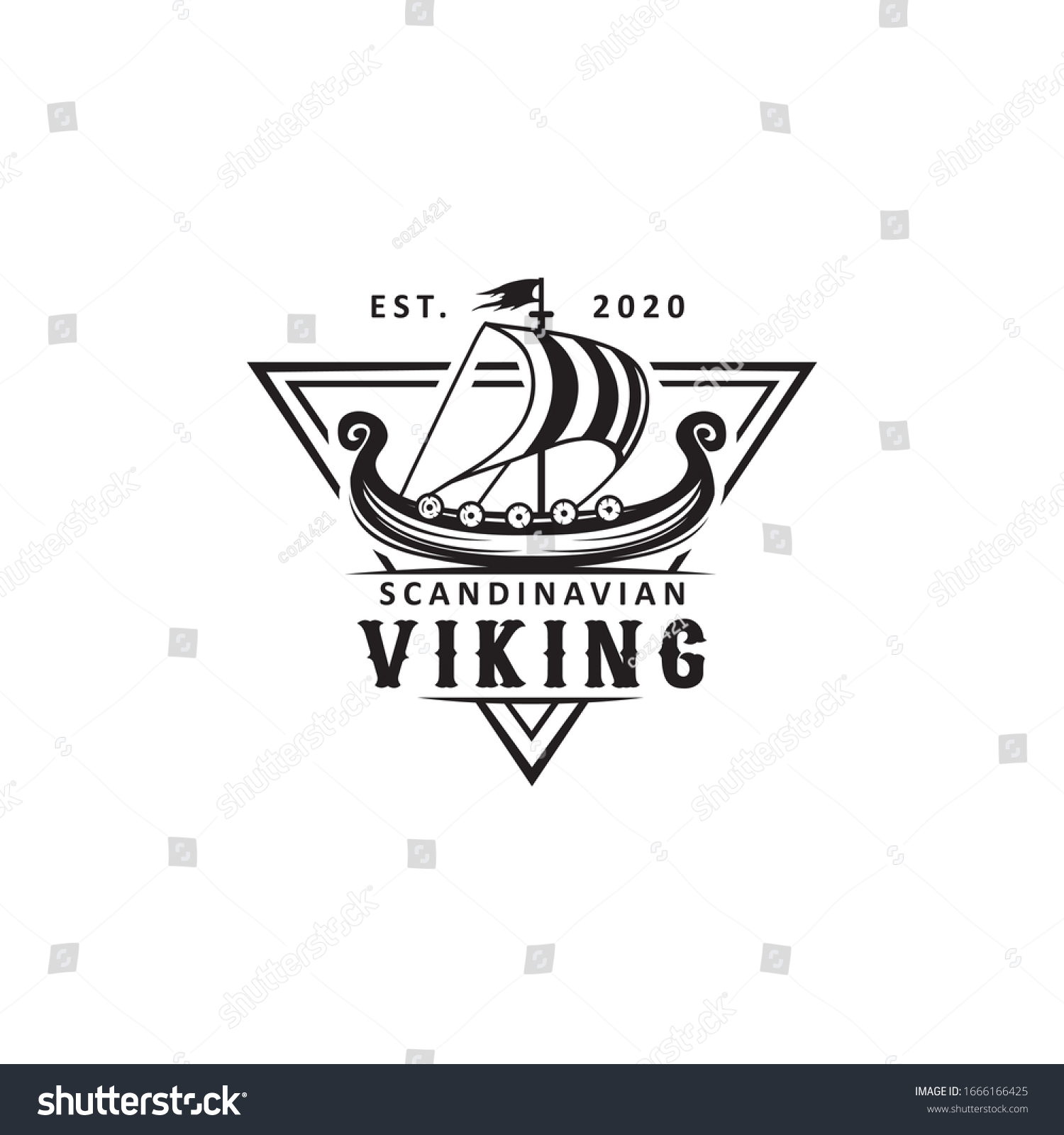 Viking Labels Emblems Logo Stock Vector (Royalty Free) 1666166425