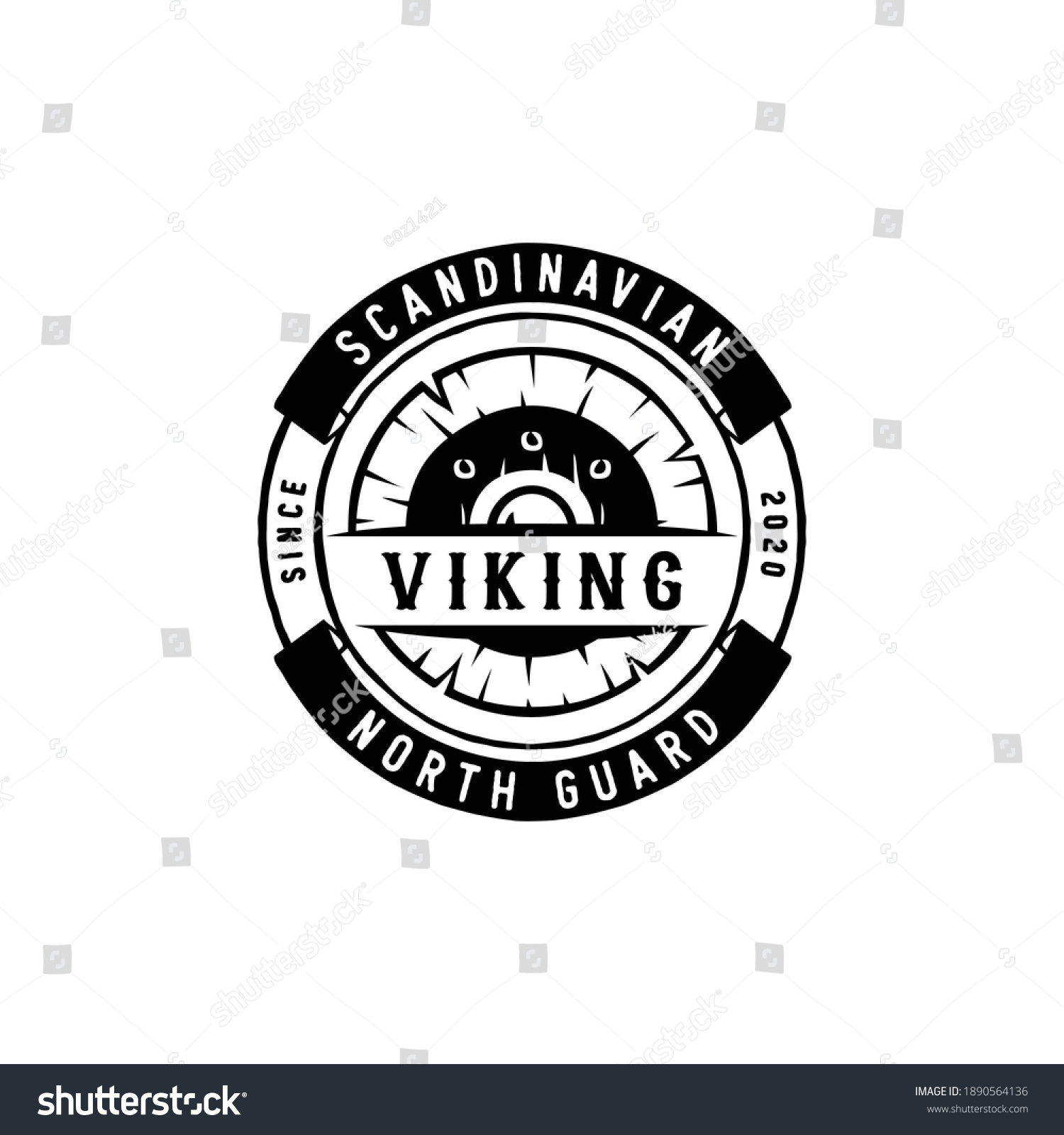 Viking Labels Emblems Logo Stock Vector (Royalty Free) 1890564136