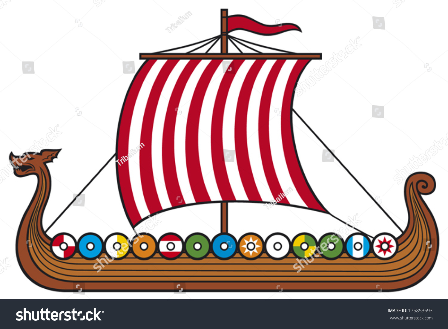 Viking Long Ship Stock Vector (Royalty Free) 175853693 | Shutterstock