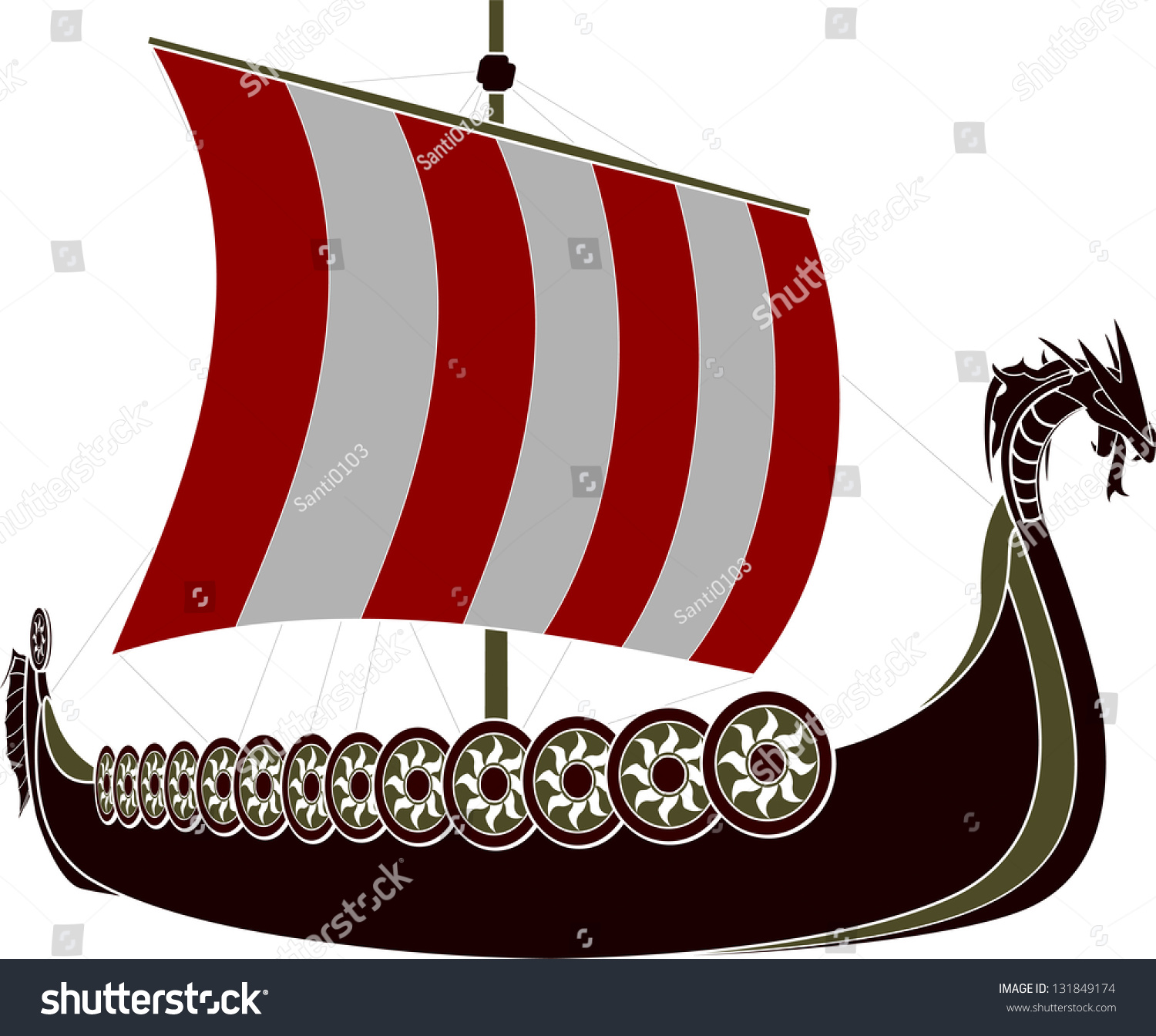 Viking Ship. Stencil. Vector Illustration - 131849174 : Shutterstock