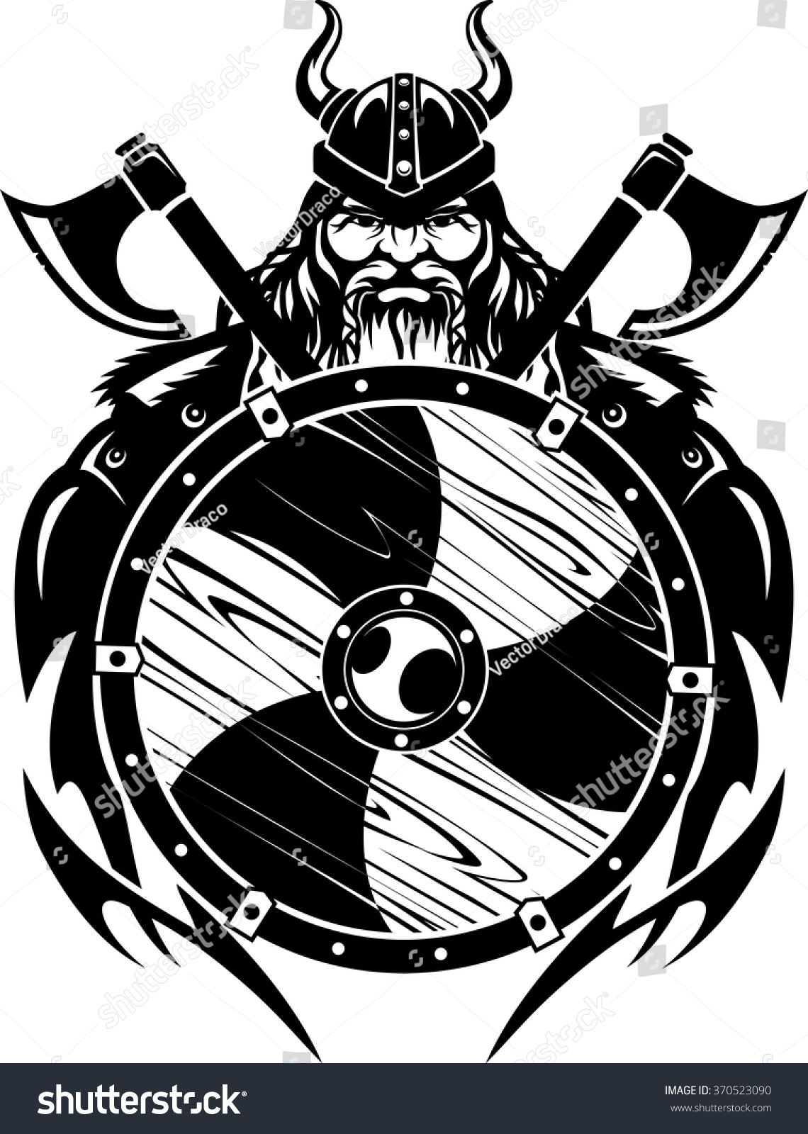 Viking Warrior Shield Stock Vector (Royalty Free) 370523090
