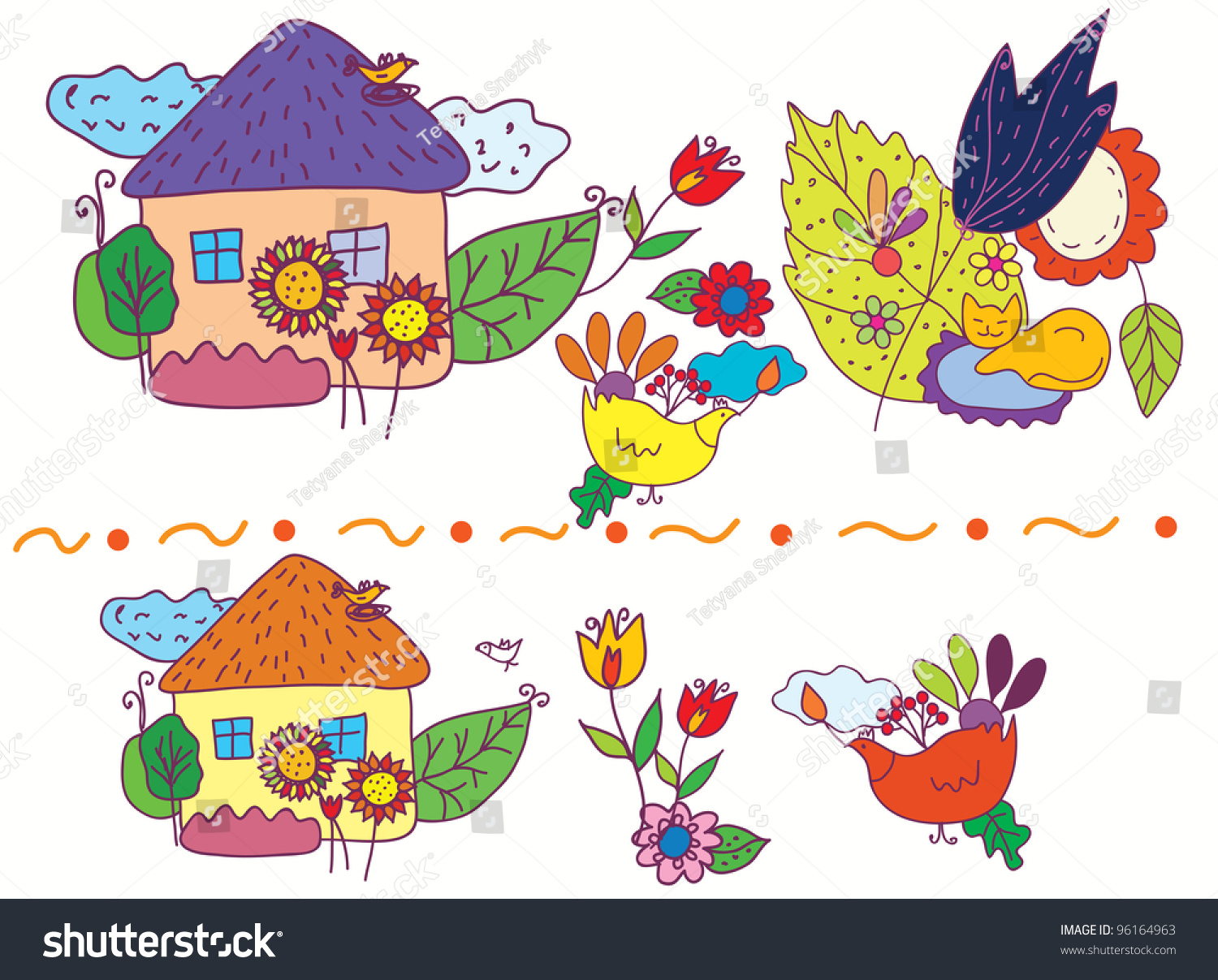 Village Banners Design Elements Set Stock Vector (Royalty Free) 96164963