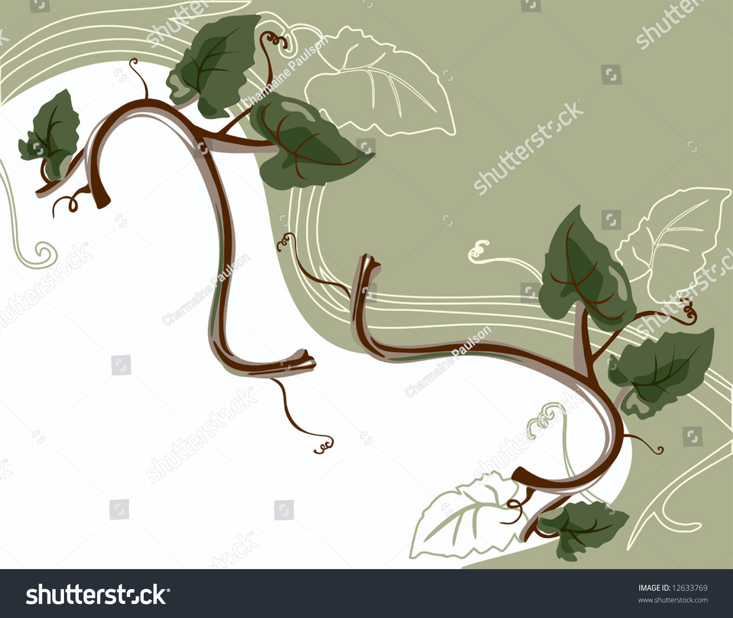 Vine Background Vector Hand Drawn Original 스톡 벡터(로열티 프리) 12633769 ...